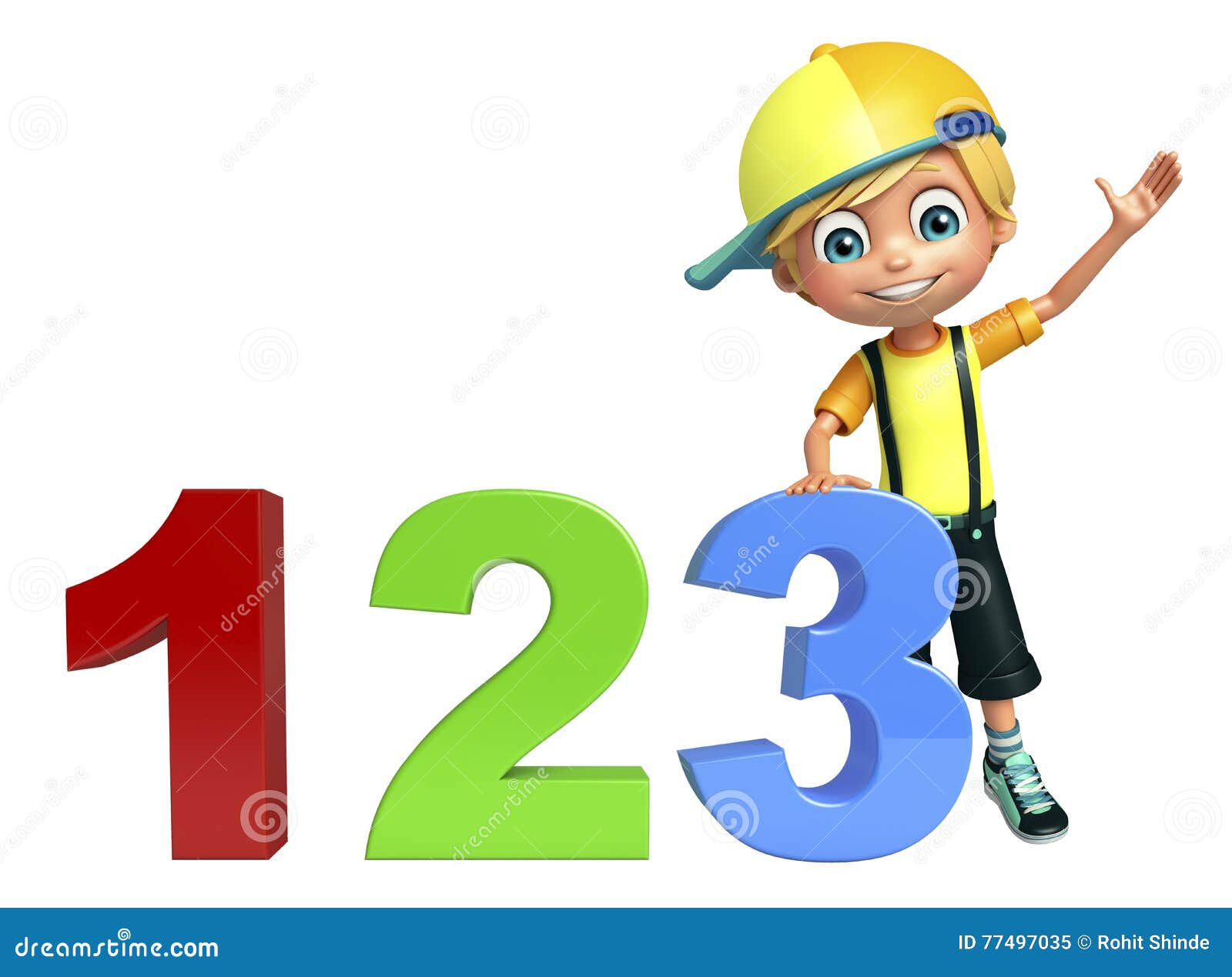 Kid boy with 123 sign stock illustration. Illustration of isolated ...