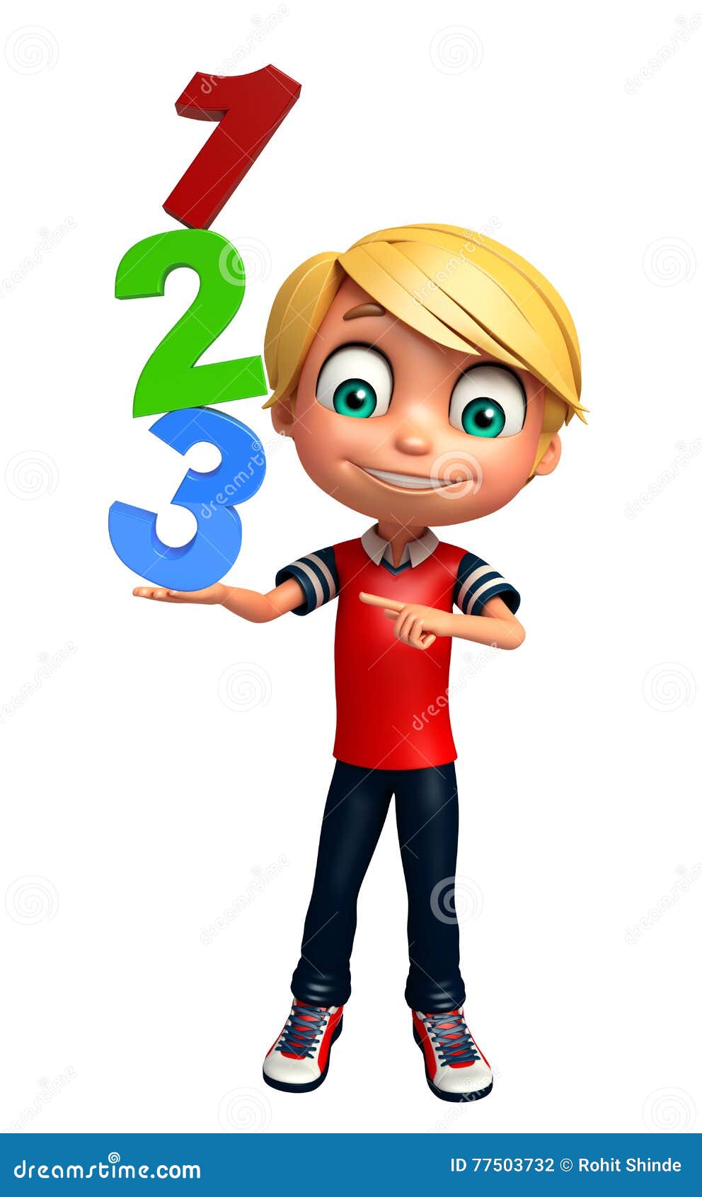 Kid boy with 123 sign stock illustration. Illustration of 123sign ...