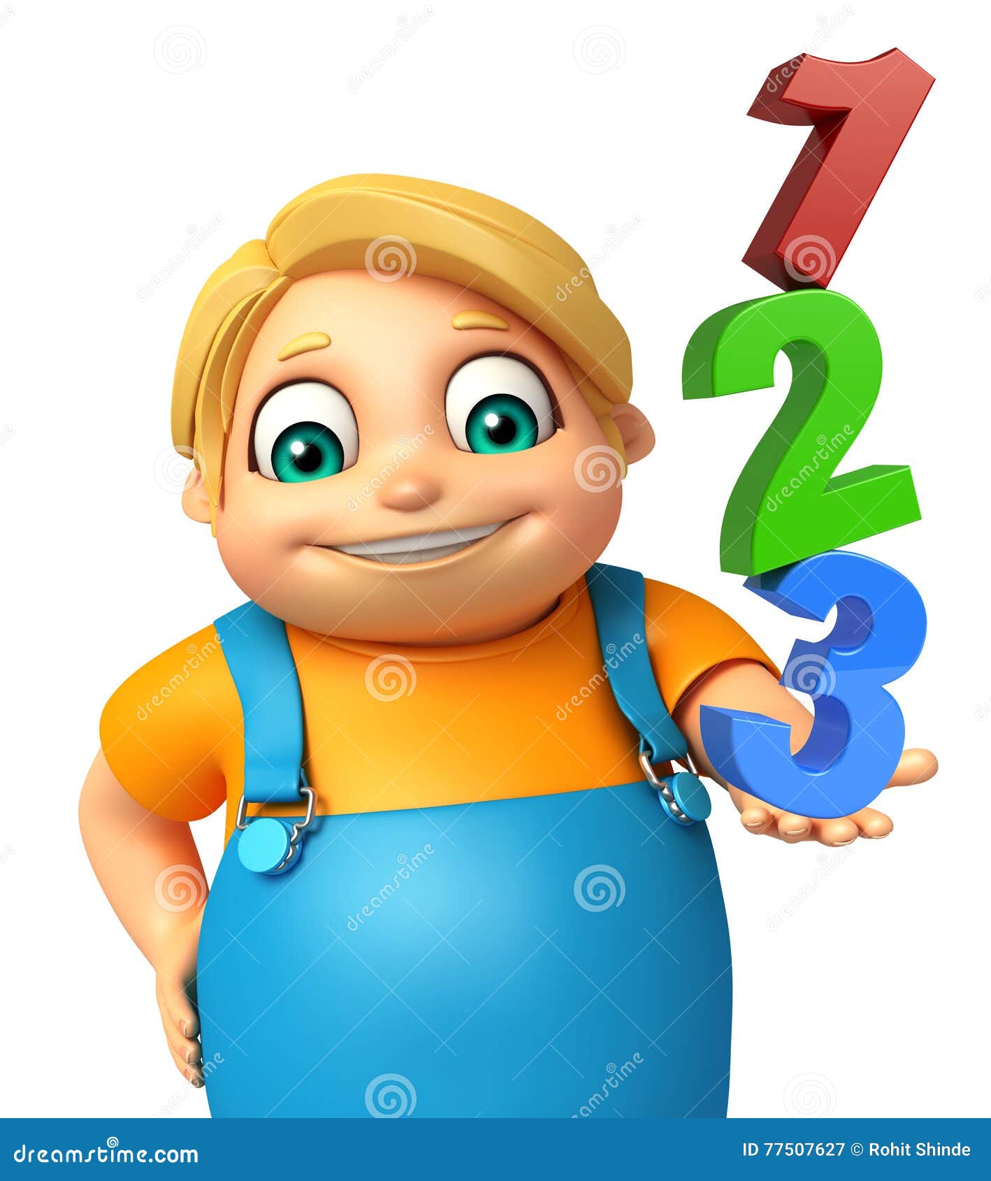 Kid boy with 123 sign stock illustration. Illustration of character ...