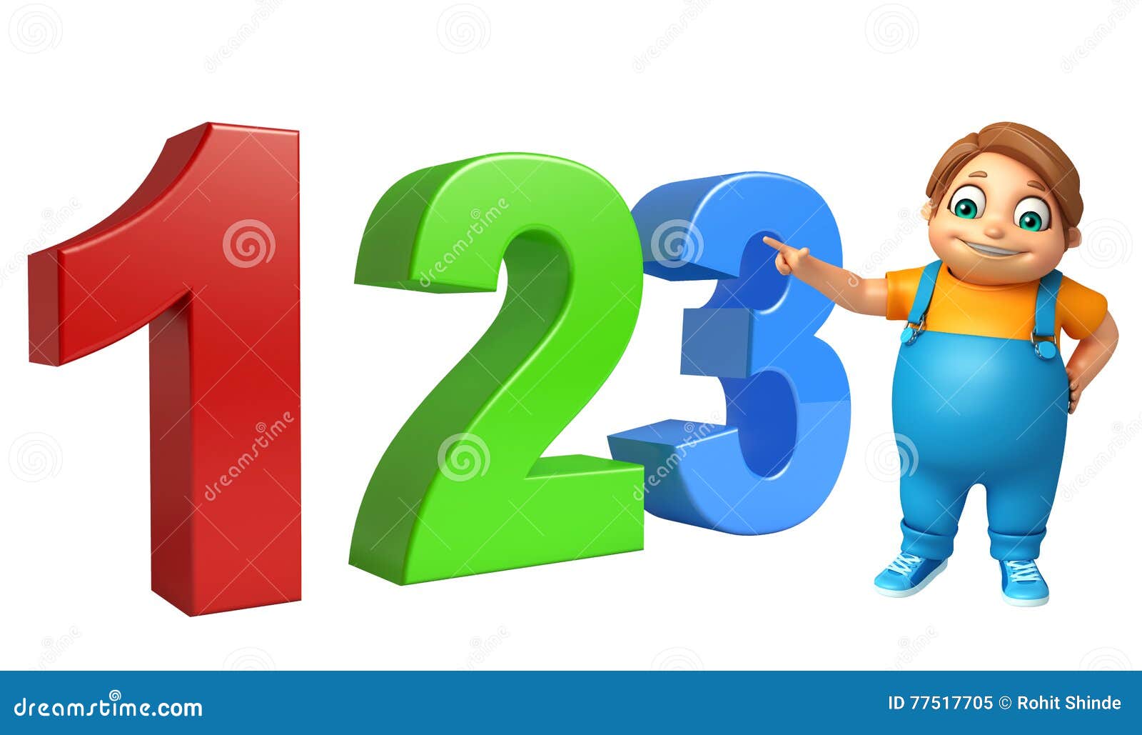 Kid boy with 123 sign stock illustration. Illustration of preschooler ...