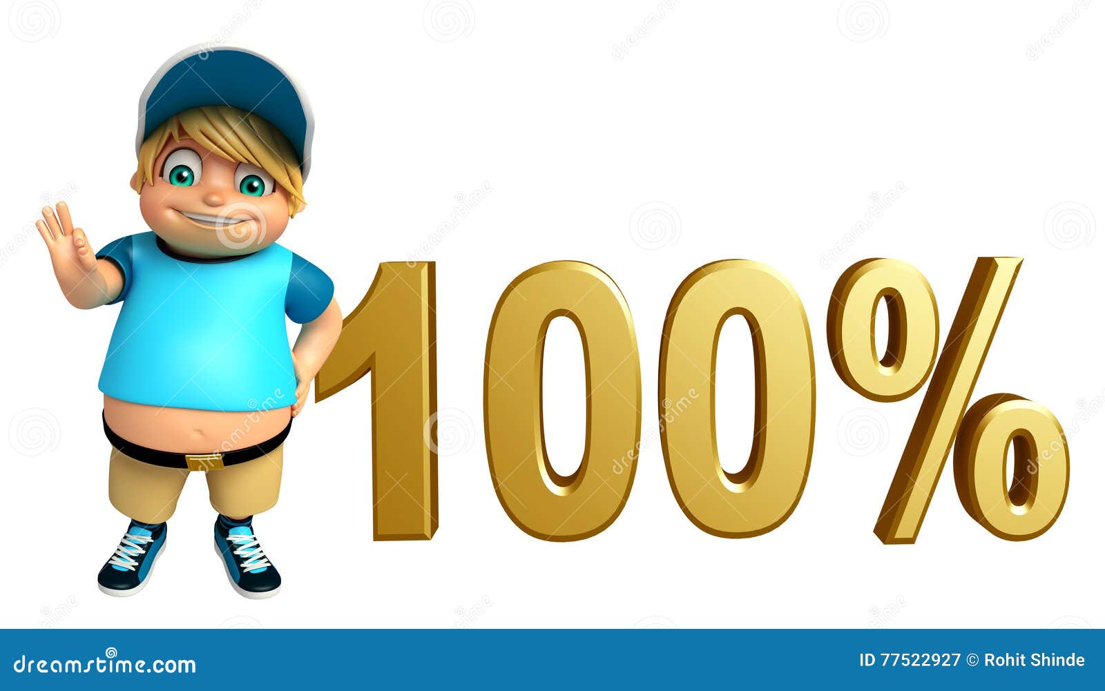 Kid boy with 100 sign stock illustration. Illustration of educational ...