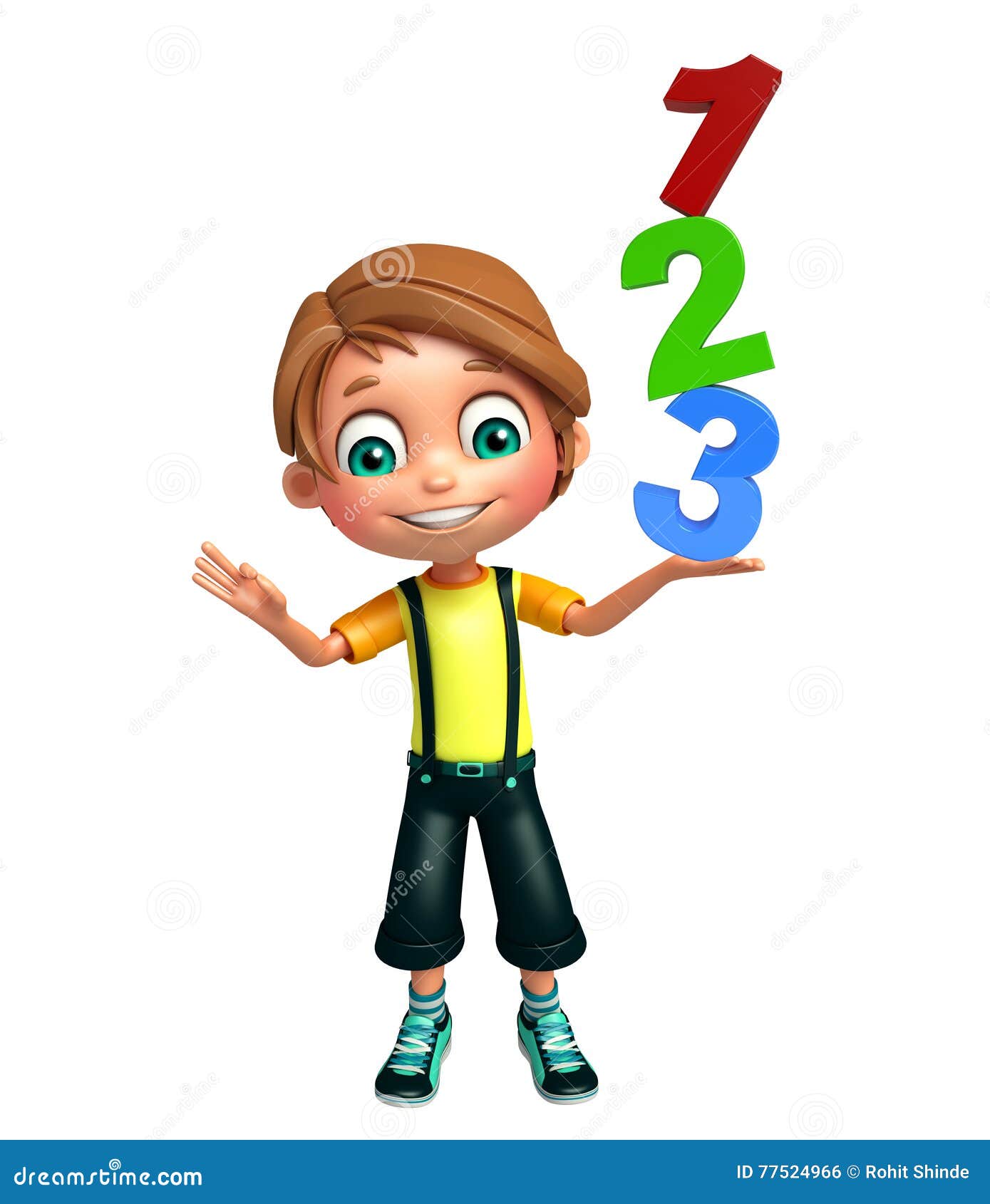 Kid boy with 123 sign stock illustration. Illustration of young - 77524966