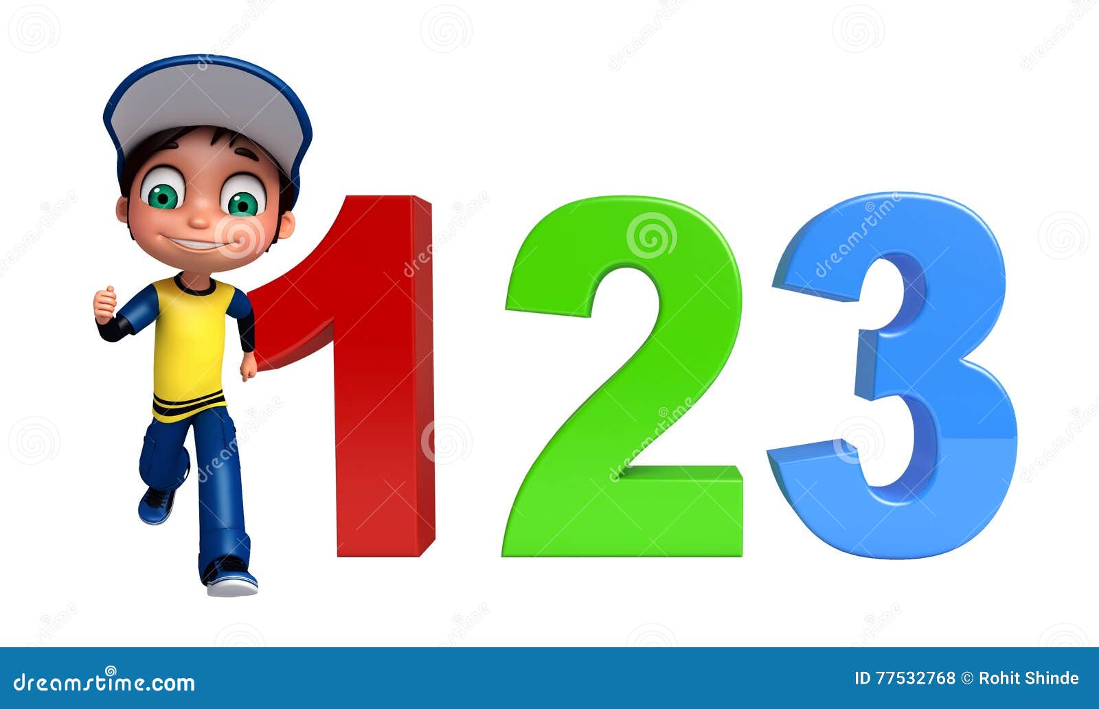 Kid boy with 123 sign stock illustration. Illustration of class - 77532768