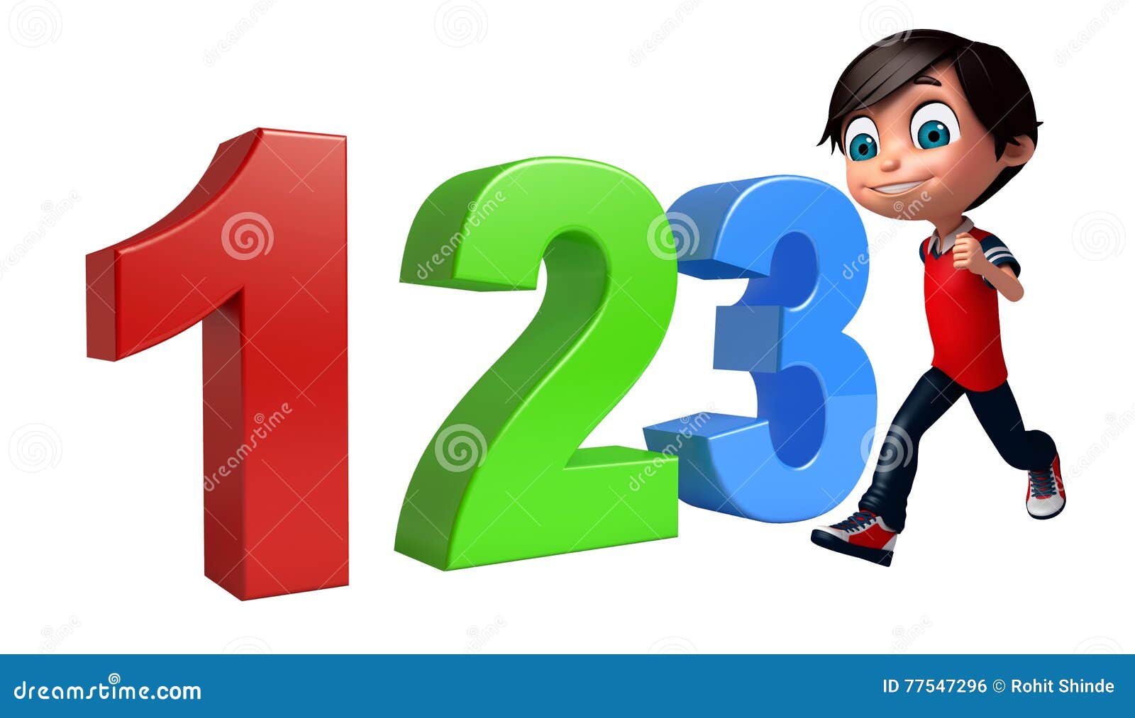 Kid boy with 123 sign stock illustration. Illustration of study - 77547296