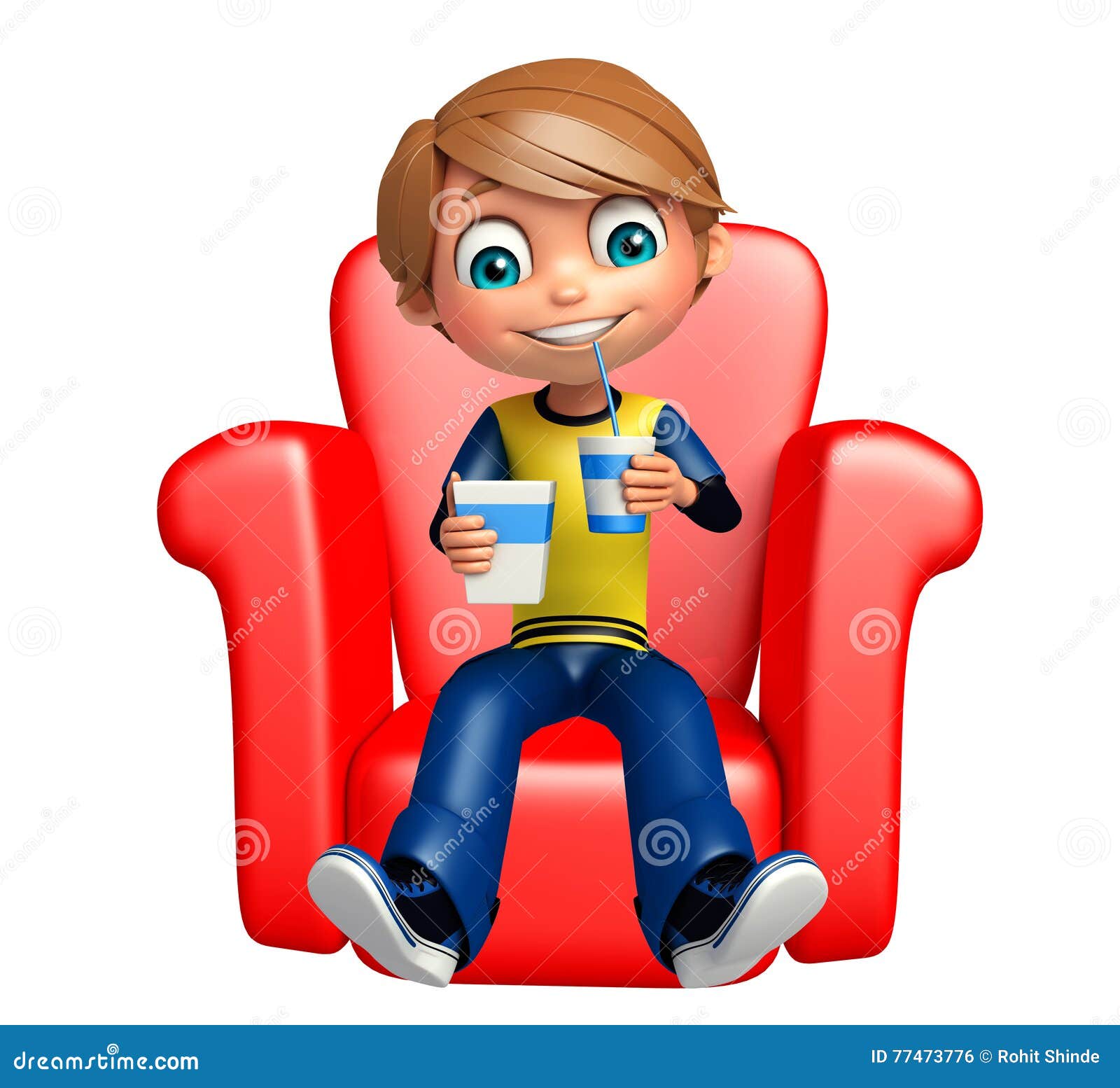 Kid Boy with Sitting on Chair Stock Illustration - Illustration of ...