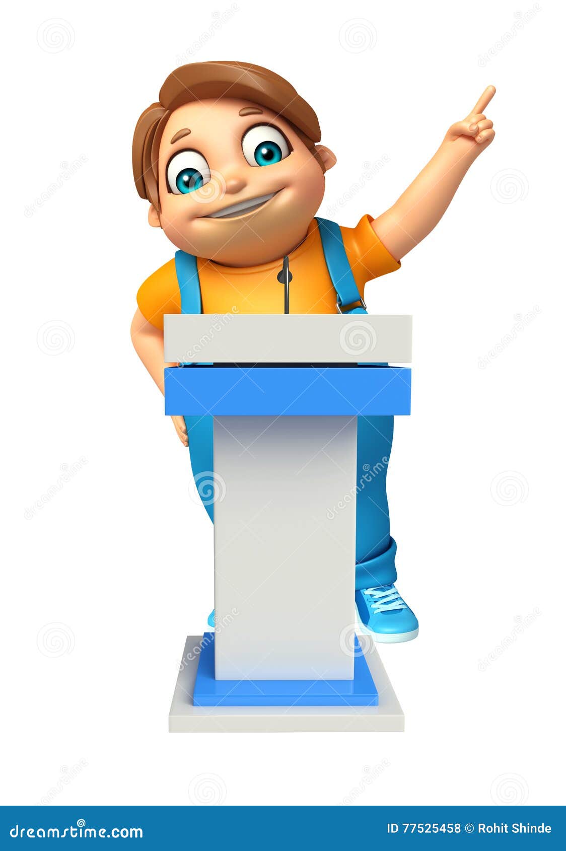 Kid boy with Speech Stage stock illustration. Illustration of book ...