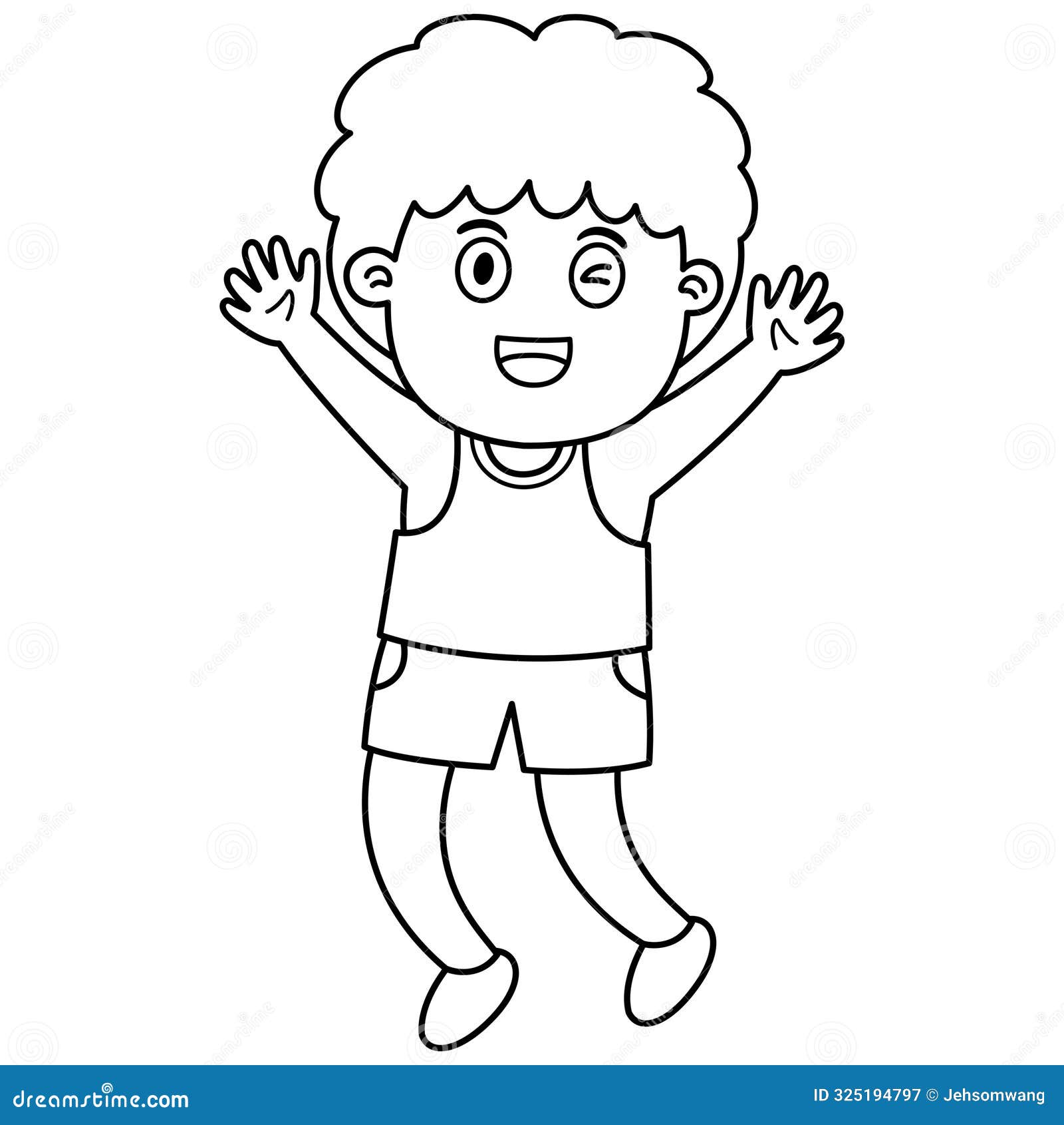 Kid Boy Stand Happy Celebrating Pose Stock Illustration - Illustration ...