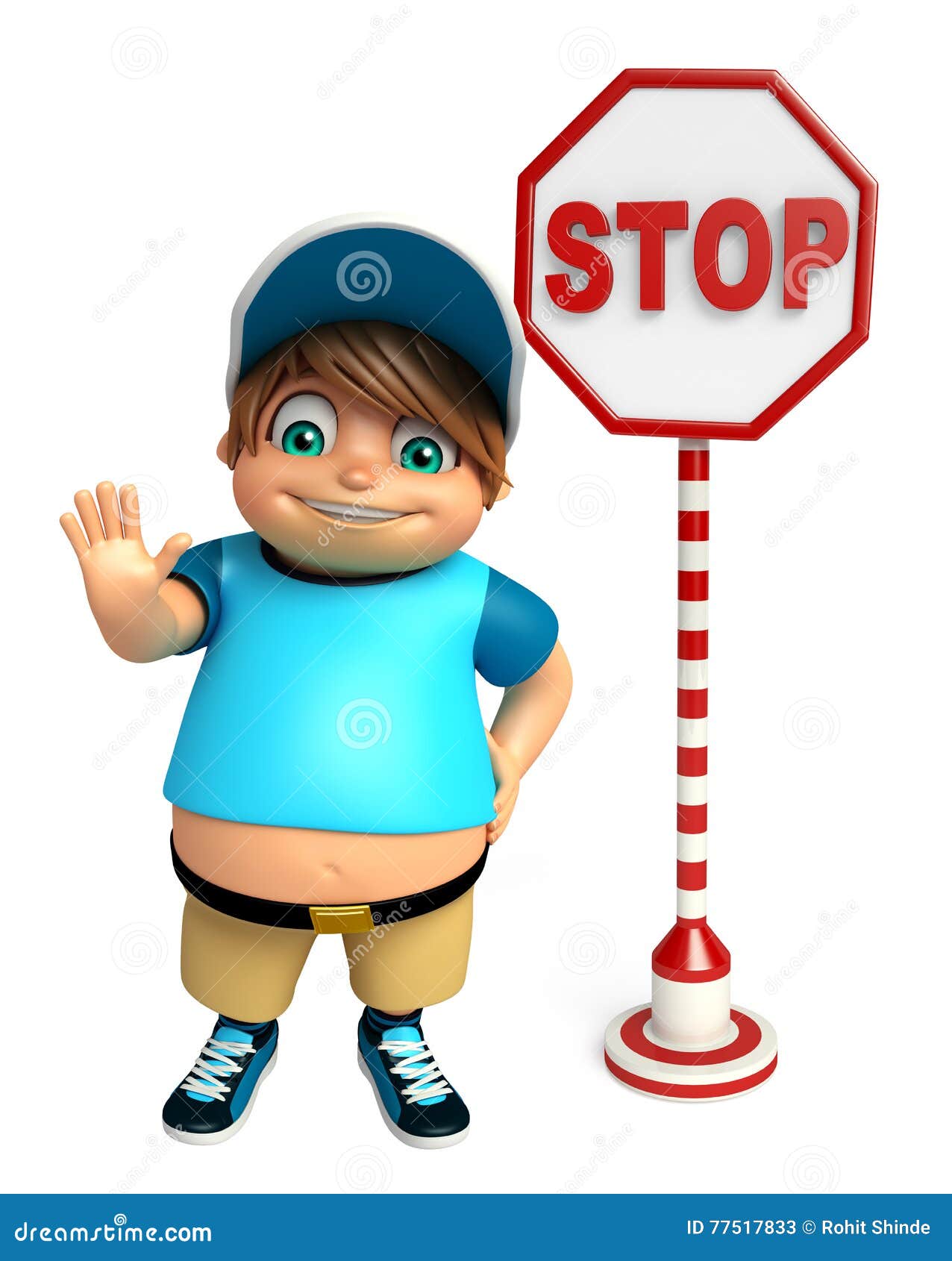 Kid boy with Stop board stock illustration. Illustration of preschooler ...