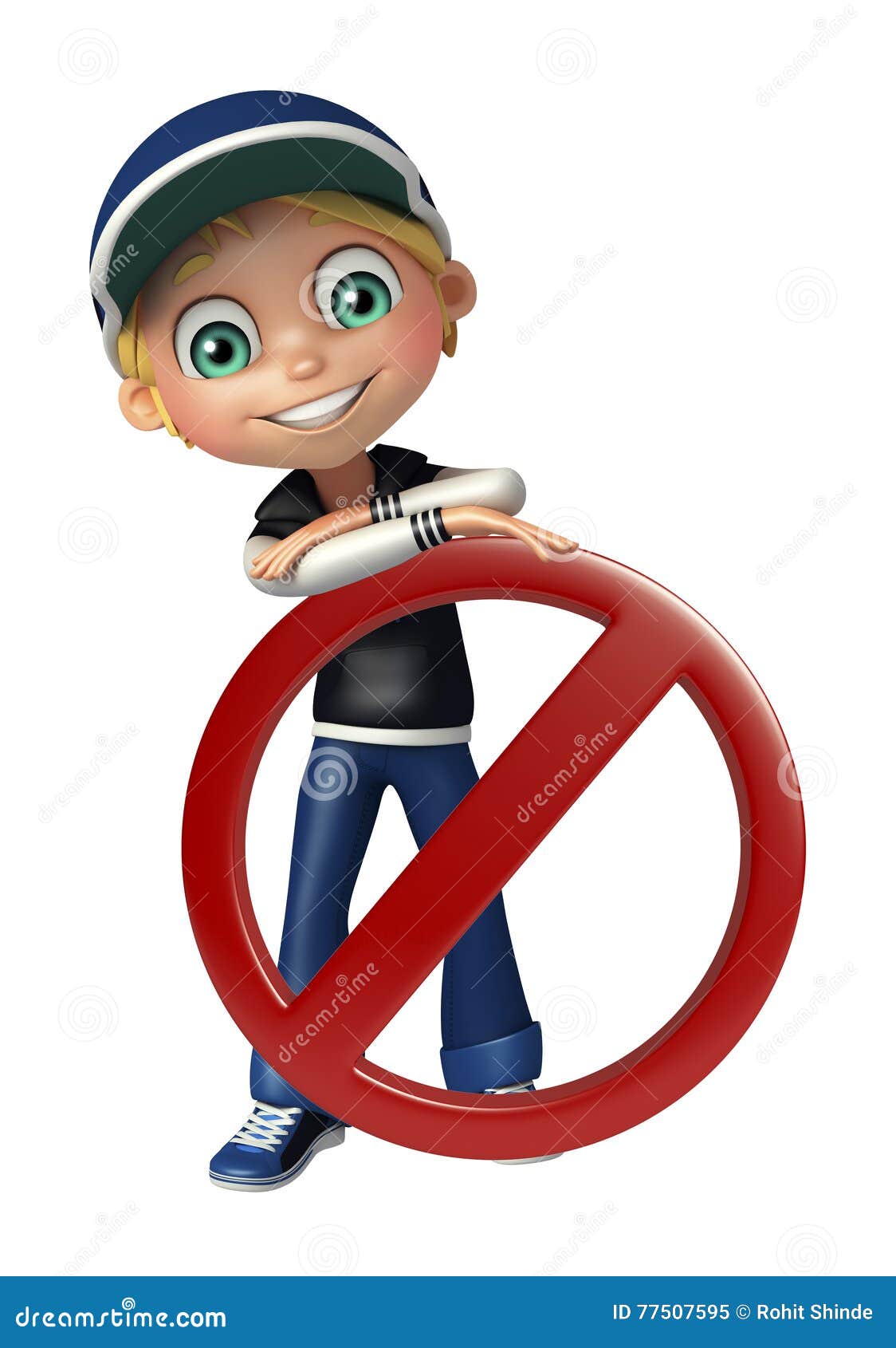 Kid boy with stop sign stock illustration. Illustration of study - 77507595