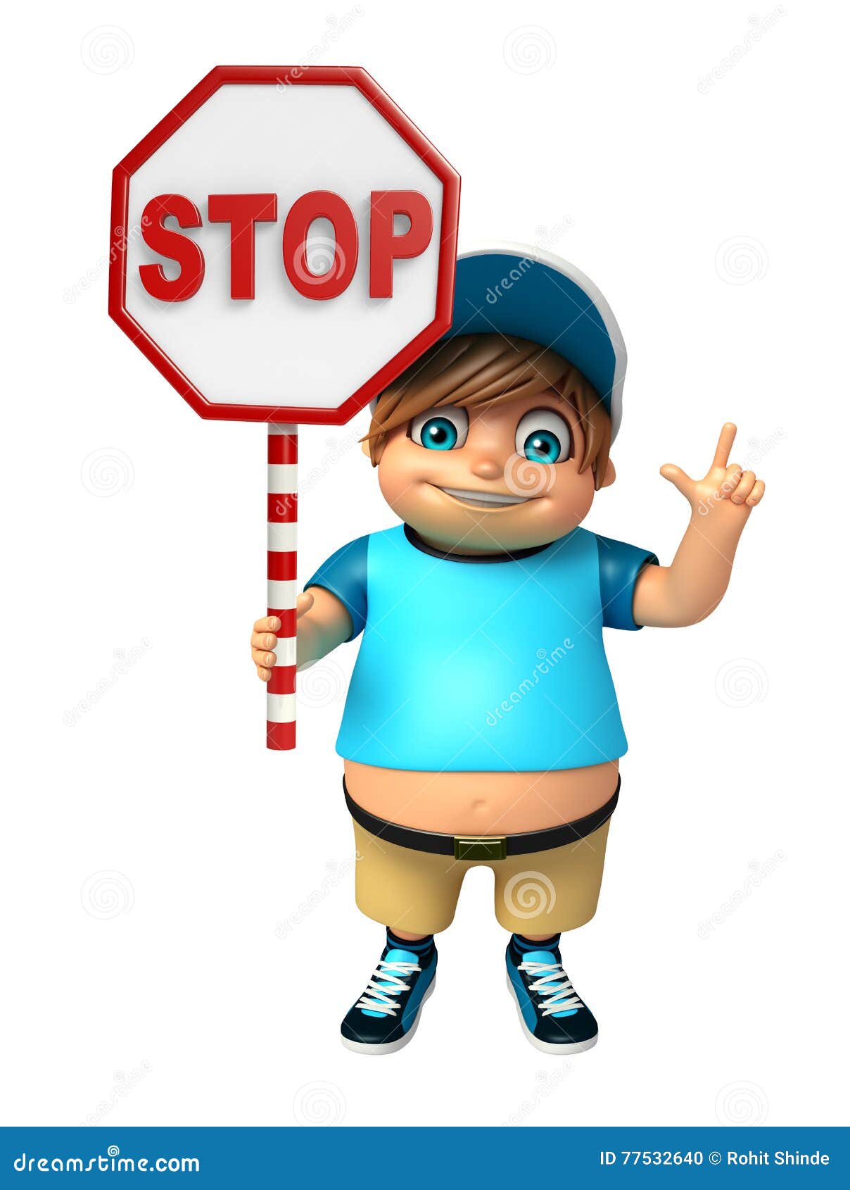 Kid boy with Stop sign stock illustration. Illustration of smile - 77532640
