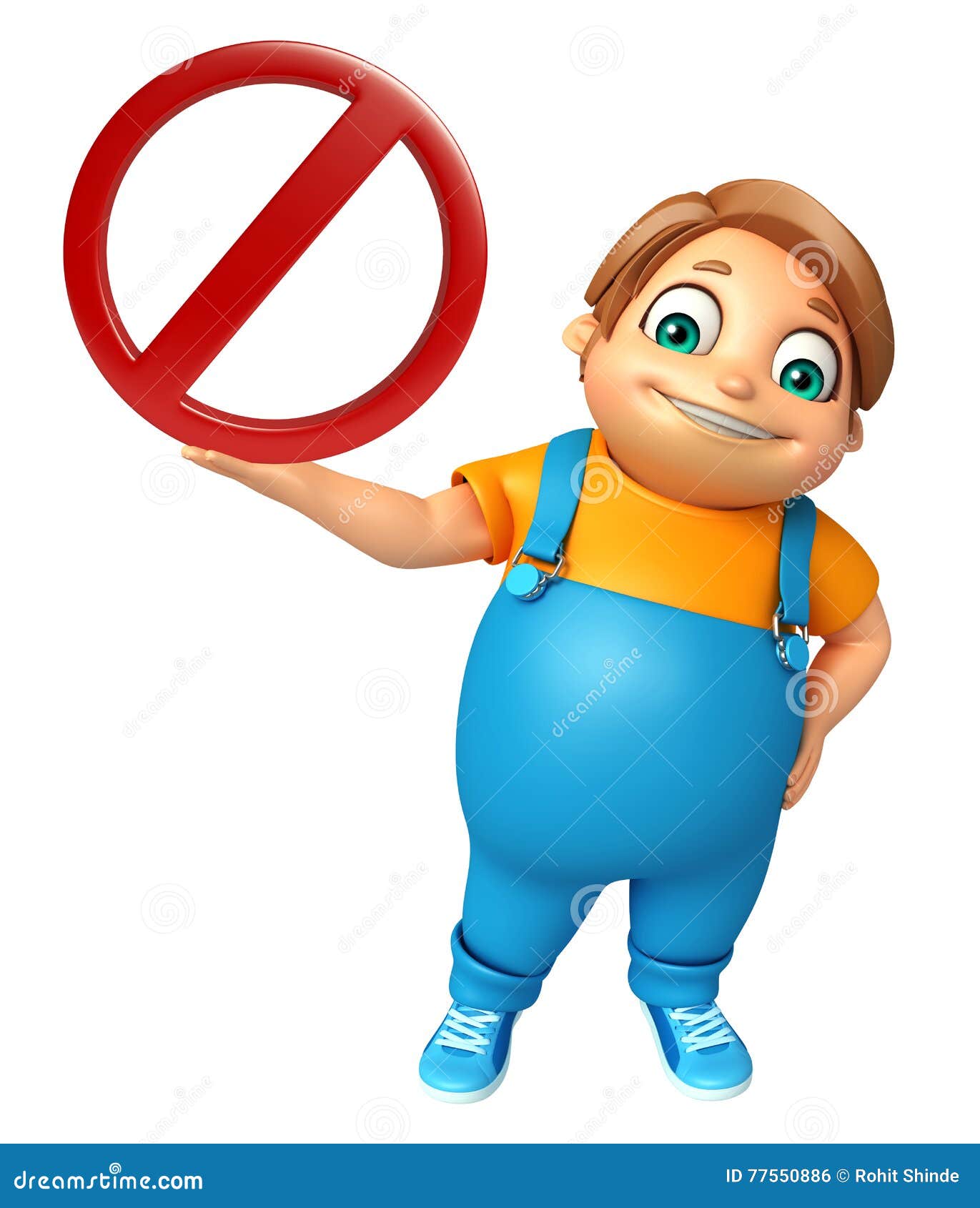 Kid boy with Stop sign stock illustration. Illustration of isolated ...