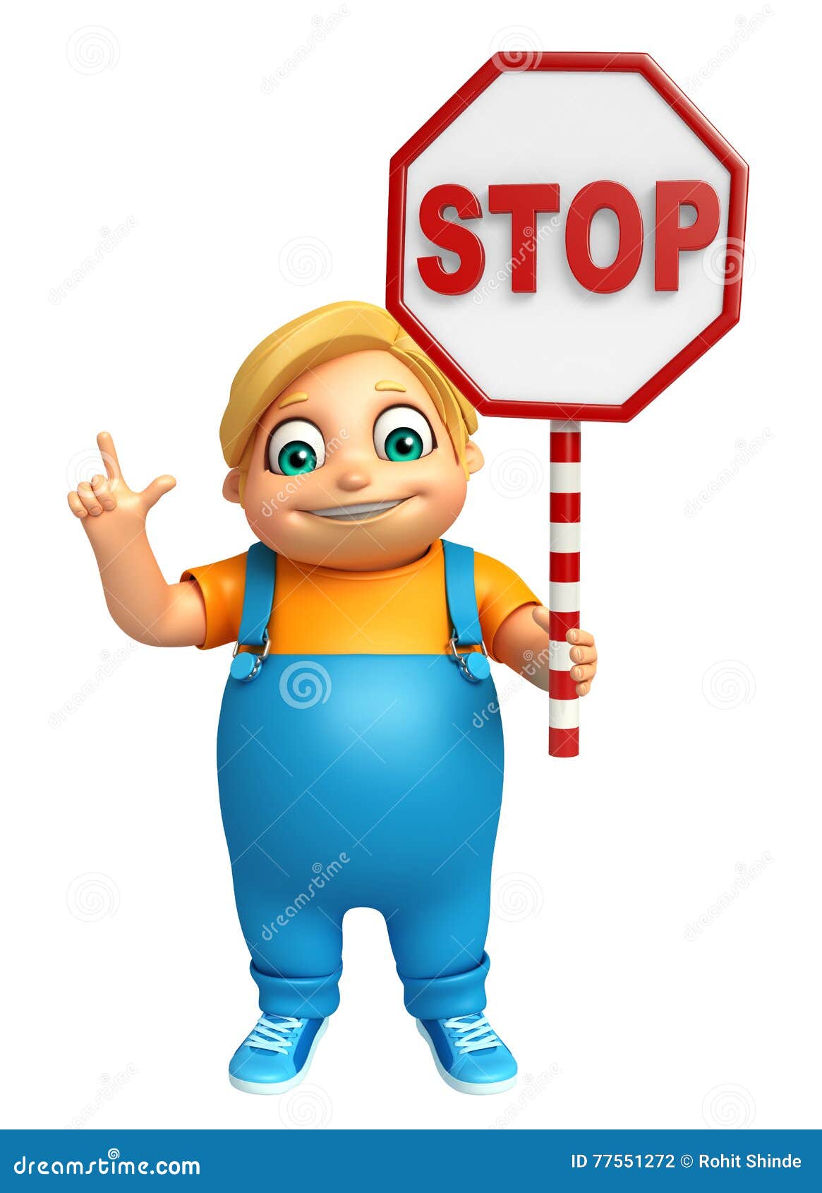 Kid boy with Stop sign stock illustration. Illustration of educational ...