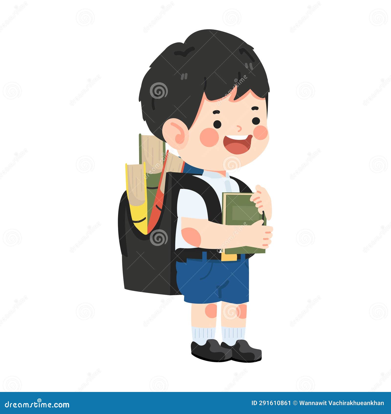 Kid Boy Student Going To School Stock Vector - Illustration of active ...
