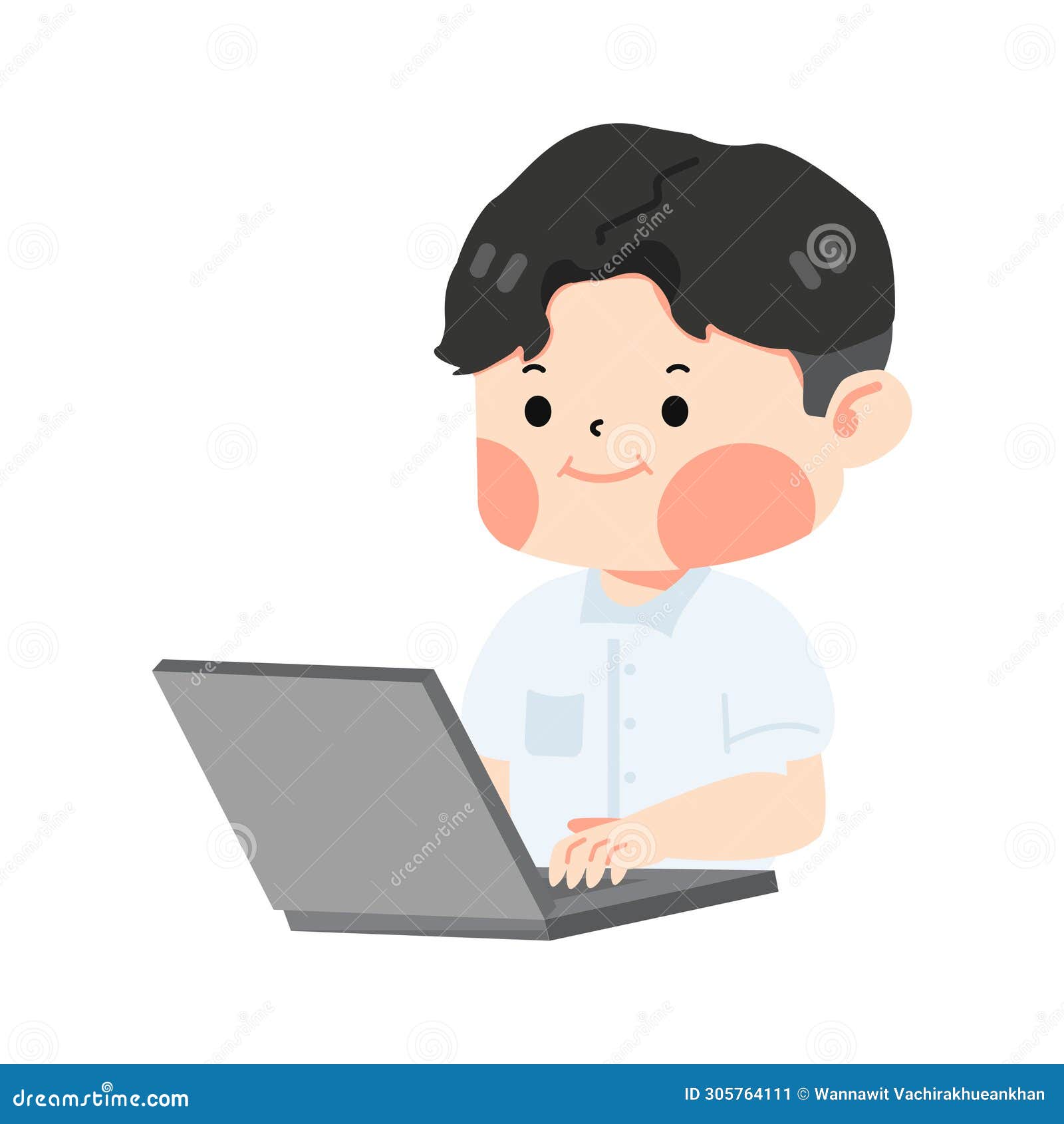 Kid Boy Student Using Computer Stock Vector - Illustration of character ...