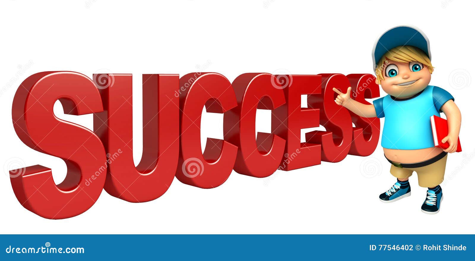 Kid Boy with Success Sign & Book Stock Illustration - Illustration of ...