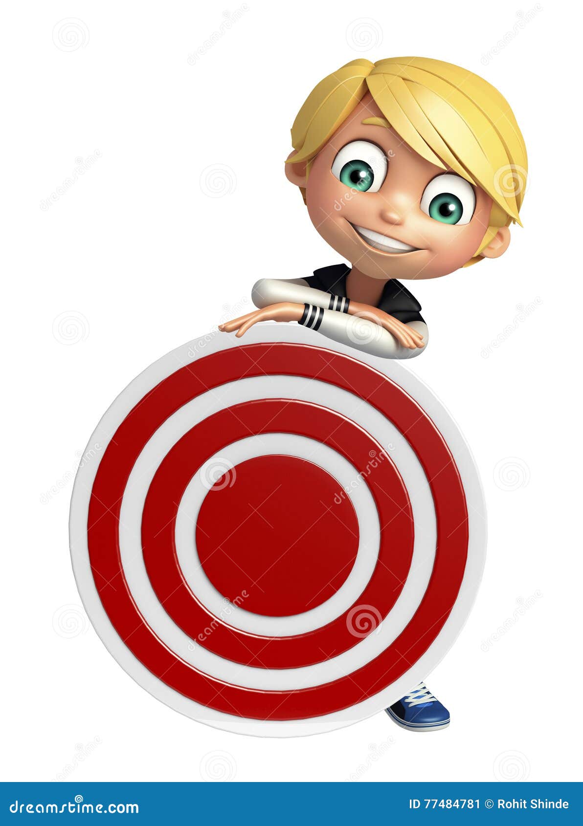 Kid boy with Target sign stock illustration. Illustration of smile ...