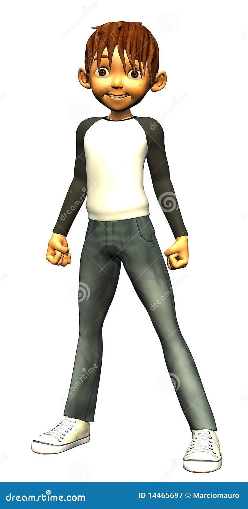 Kid Boy Teen Power Stand Up Stock Illustration - Illustration of render ...