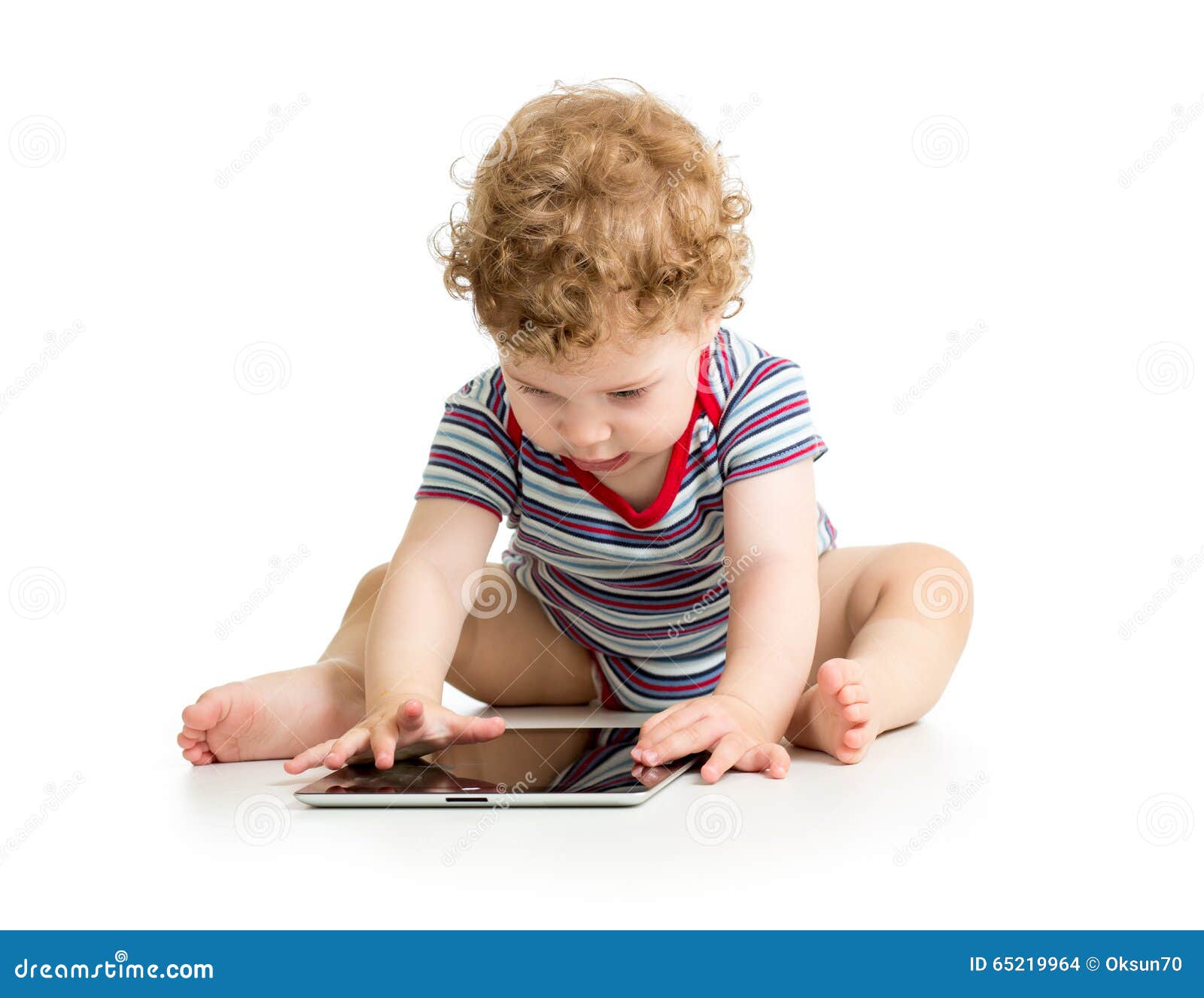 Kid Boy Using Tablet while Sitting on the Floor Stock Photo - Image of ...