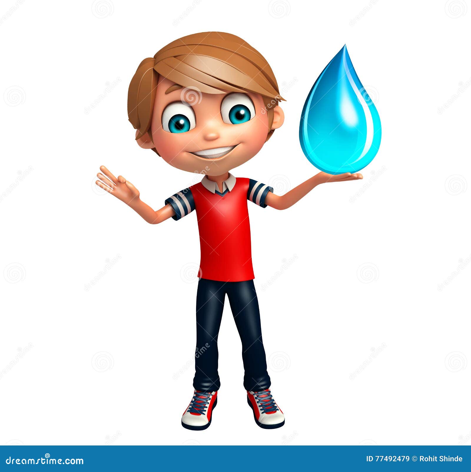 Kid boy with water drop stock illustration. Illustration of happiness ...