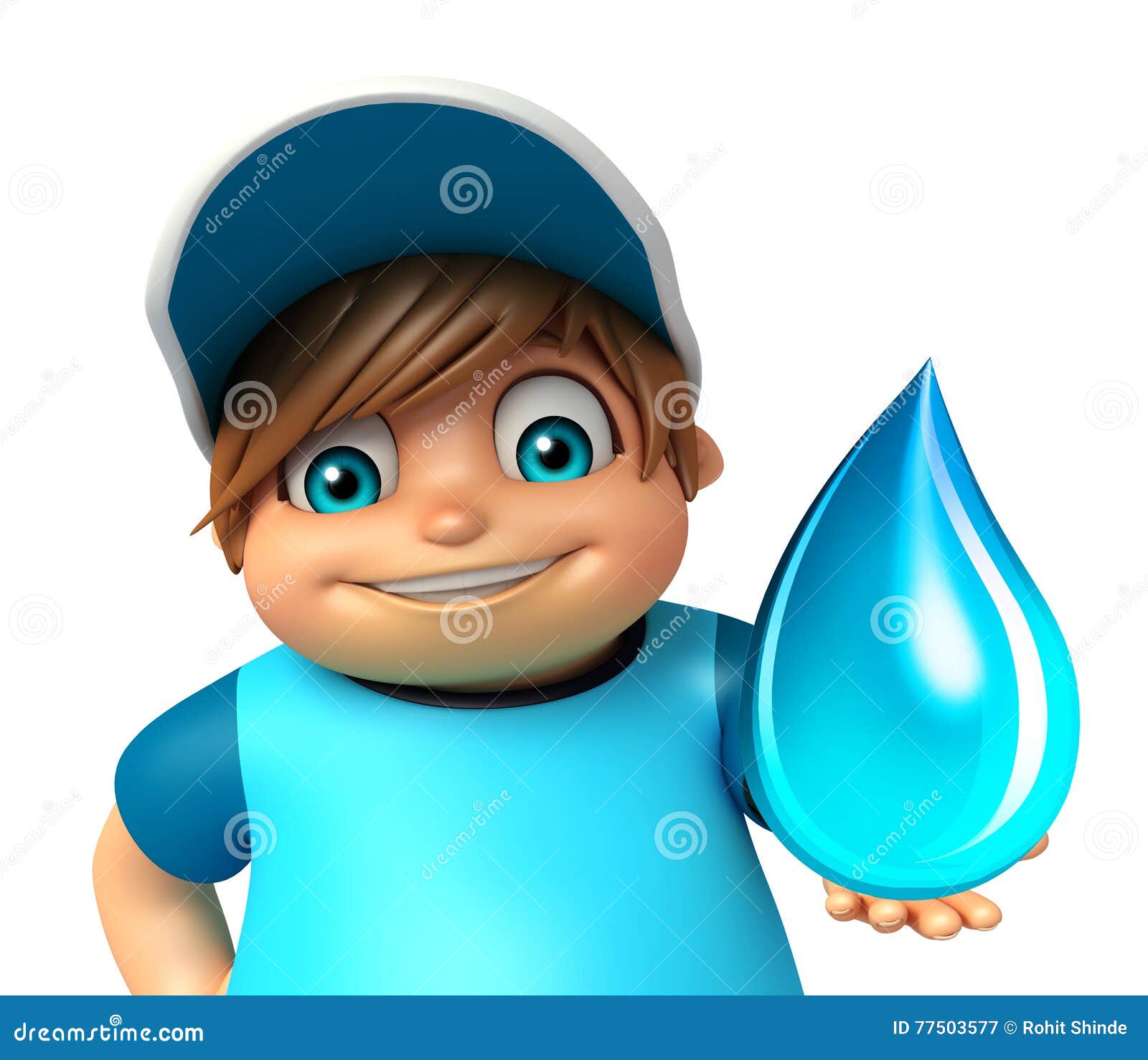Kid boy with Water drop stock illustration. Illustration of activity ...