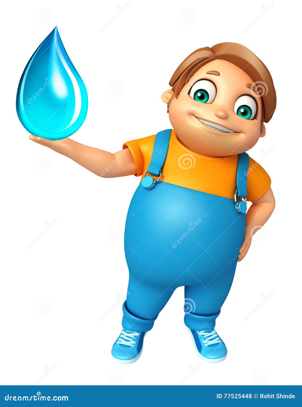 Kid boy with Water Drop stock illustration. Illustration of young ...