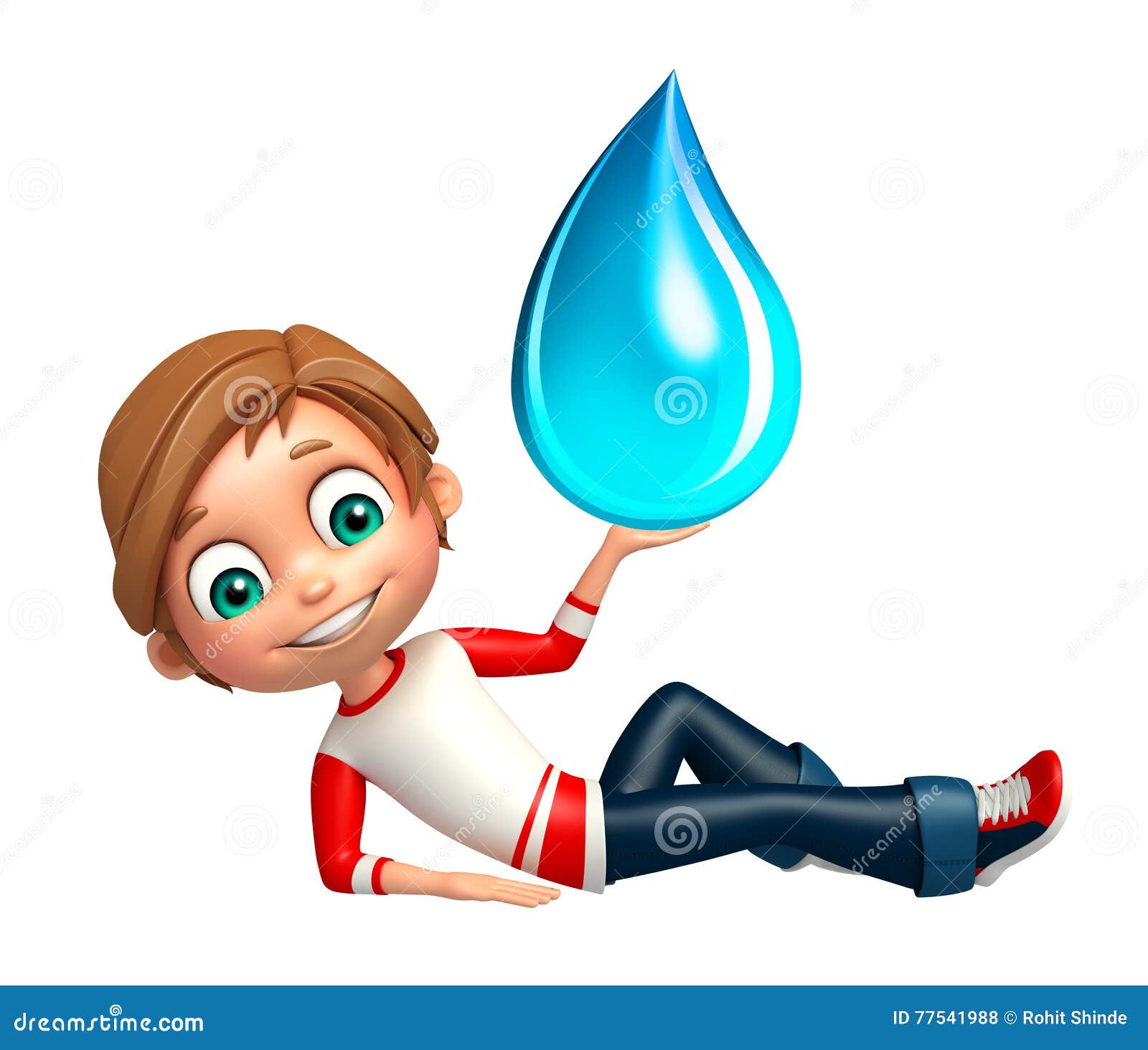 Kid boy with water drop stock illustration. Illustration of rendered ...