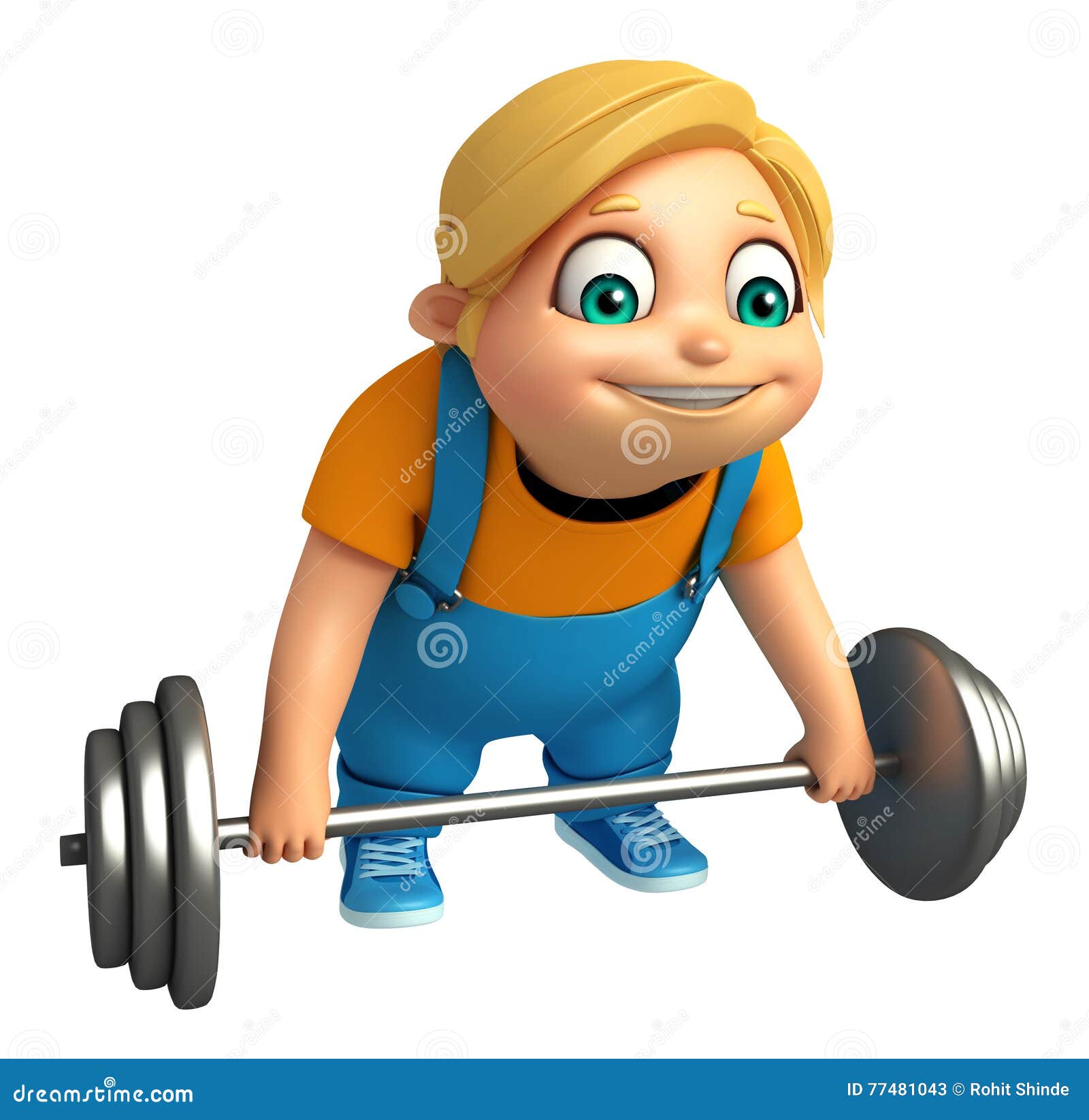 Kid boy with Weight stock illustration. Illustration of cute - 77481043