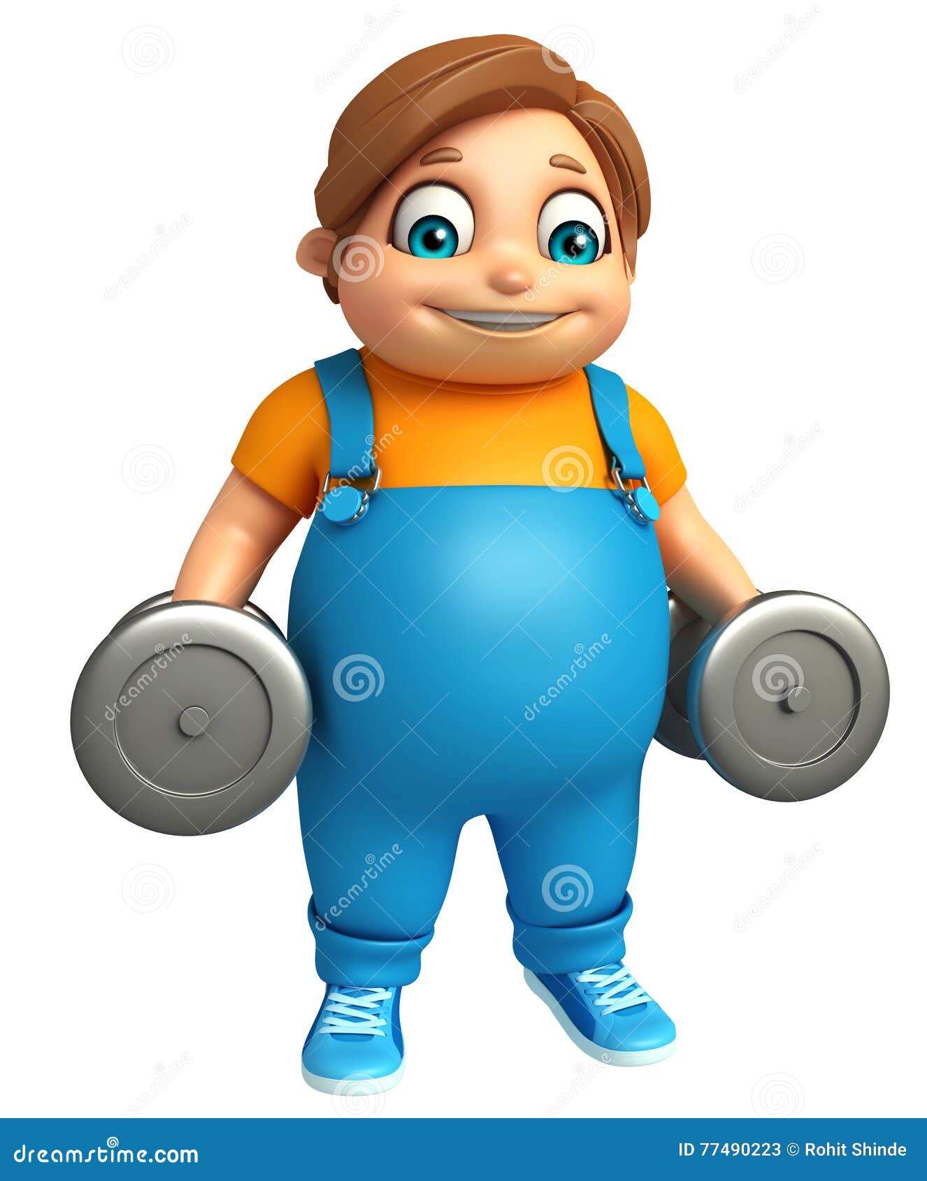 Kid boy with Weight stock illustration. Illustration of young - 77490223