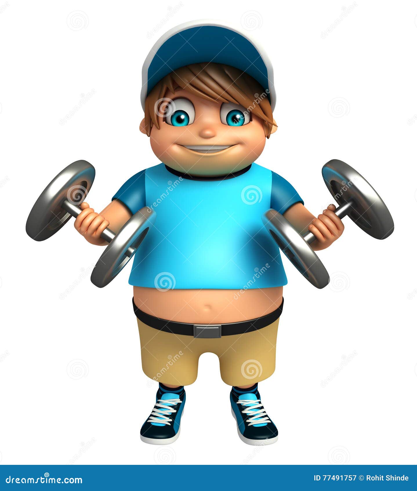Kid boy with Weight stock illustration. Illustration of isolated - 77491757