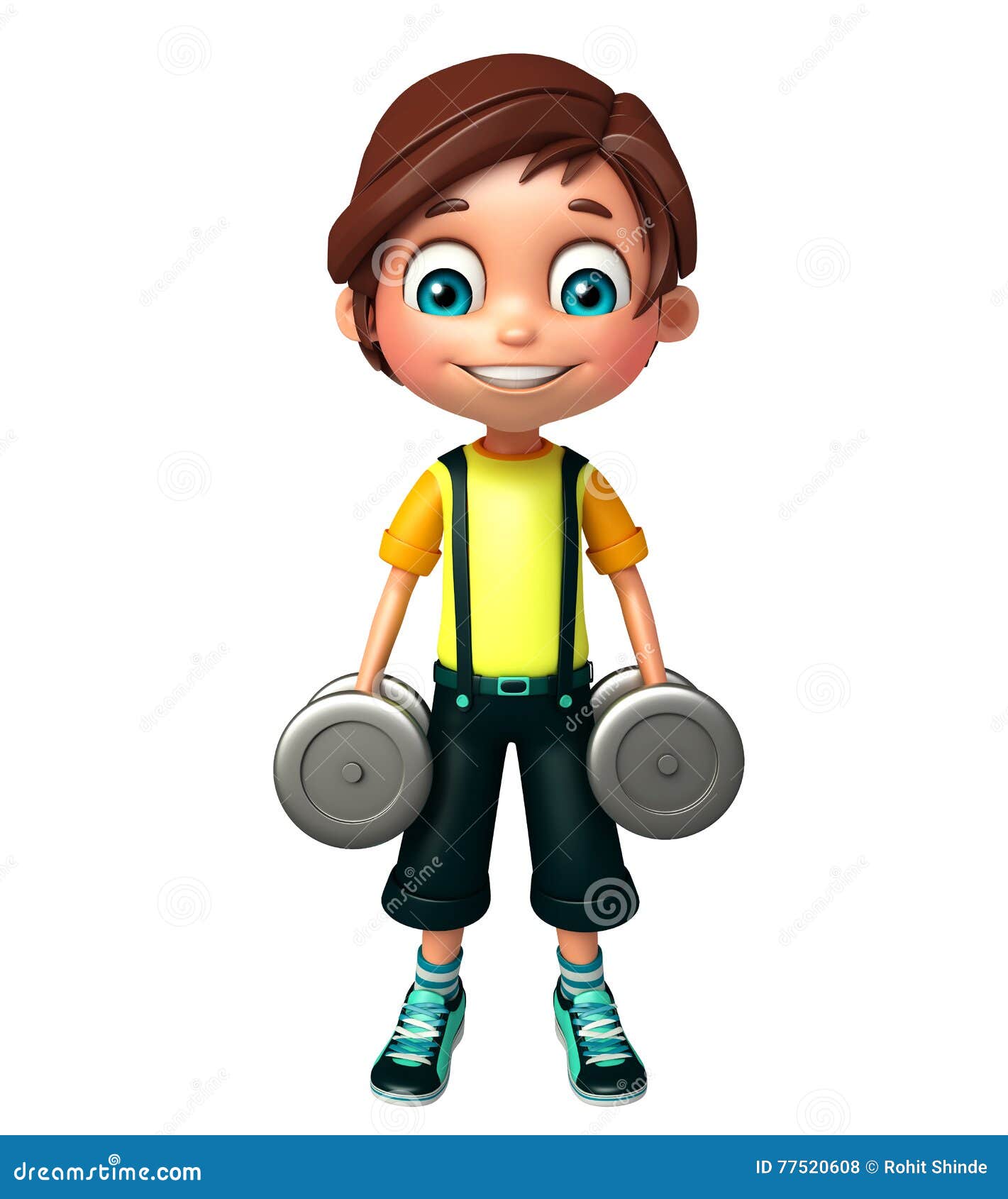 Kid boy with weight stock illustration. Illustration of happiness ...