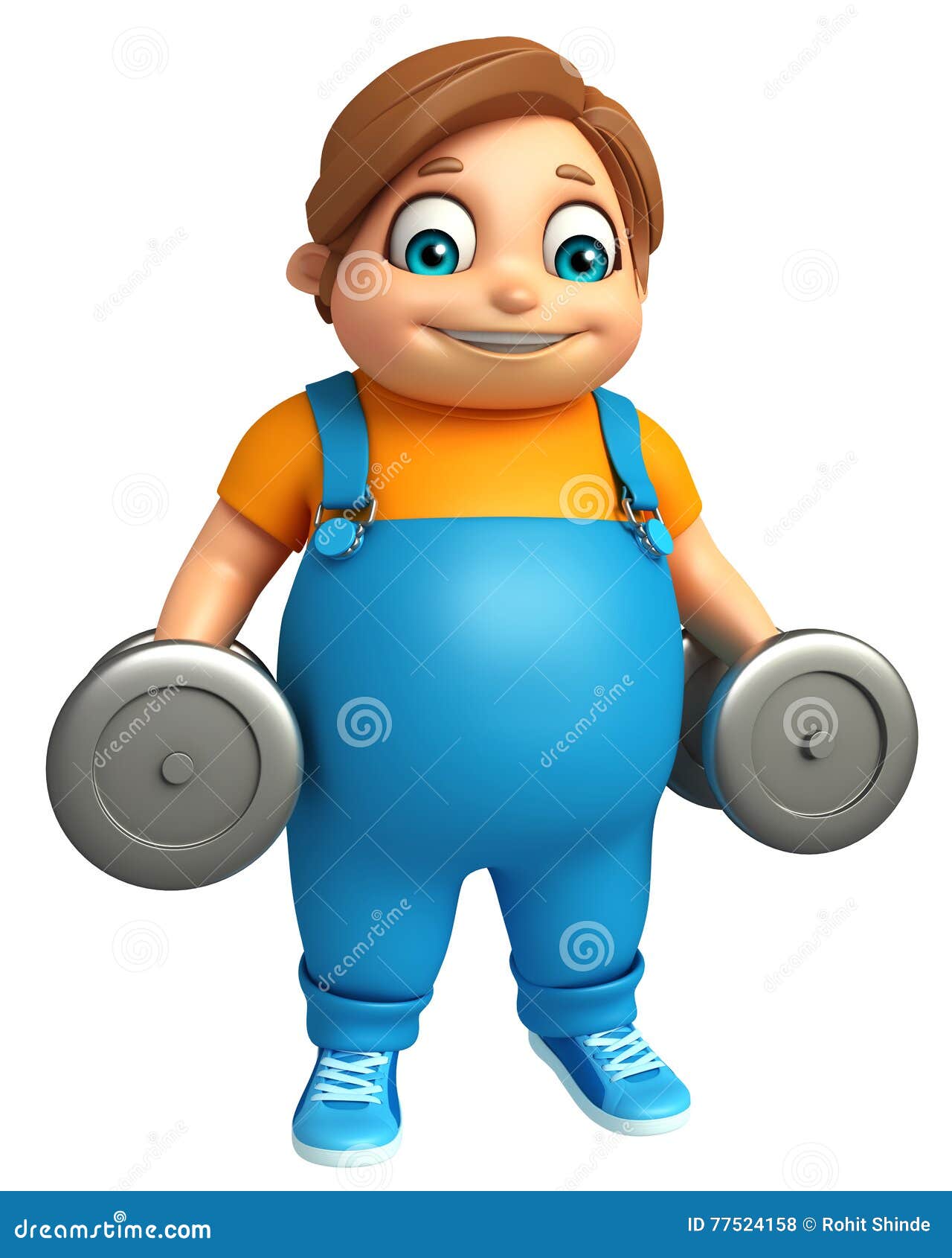 Kid boy with Weight stock illustration. Illustration of happiness ...