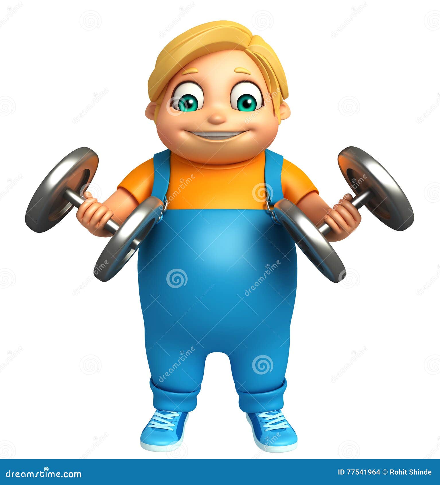 Kid boy with Weight stock illustration. Illustration of character ...