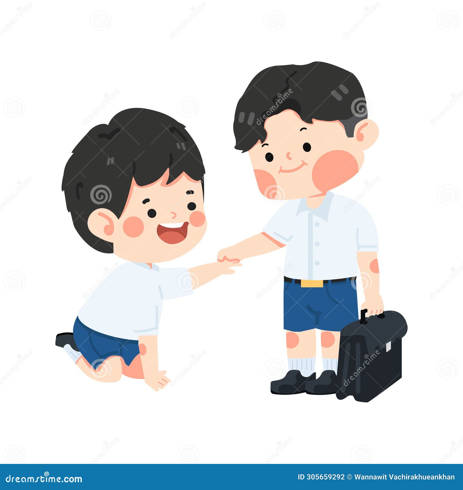 Kid Boys Helping Friend that Falling Stock Illustration - Illustration ...