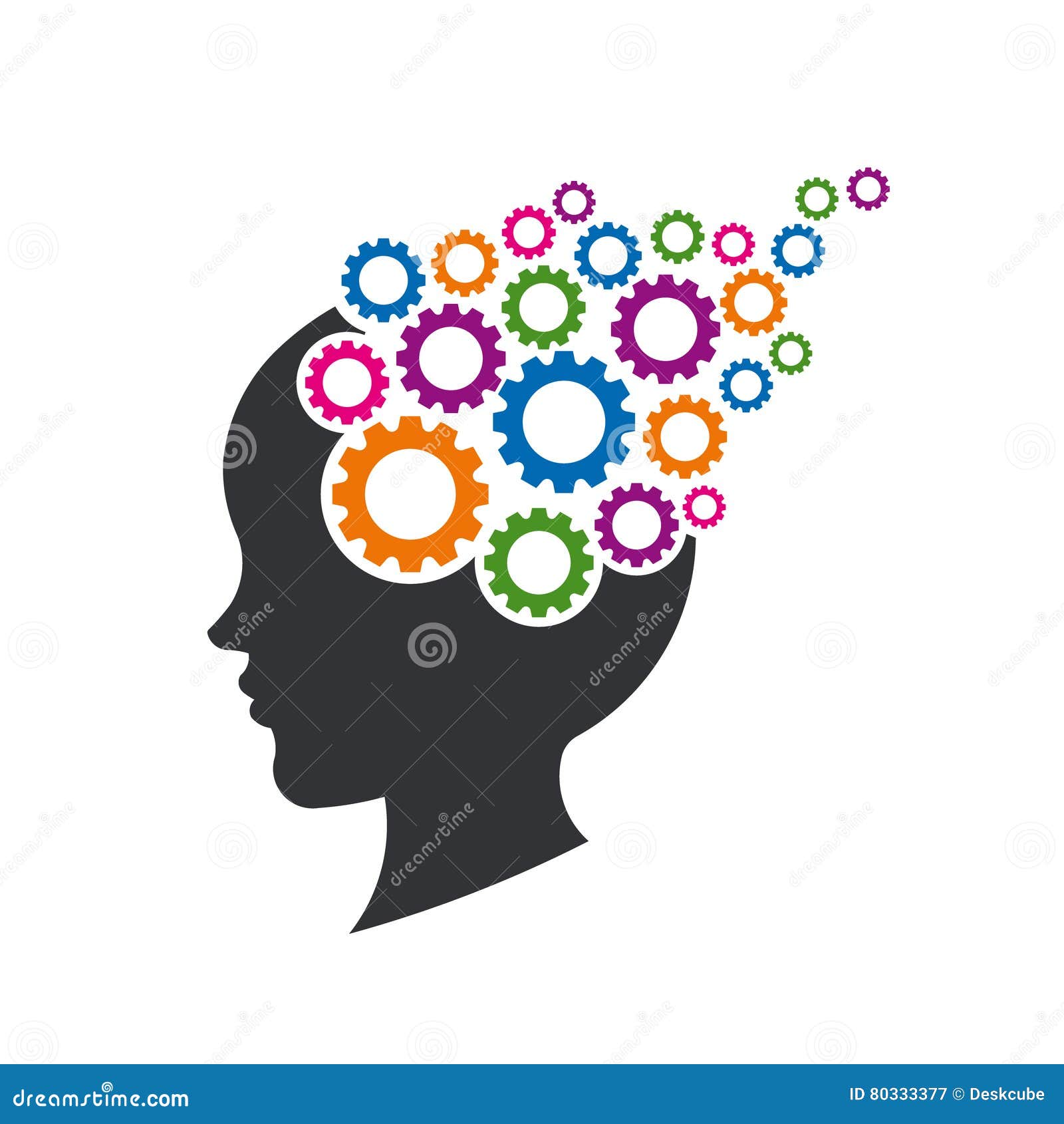 Kid Brain with Gears Illustration Stock Vector - Illustration of head ...