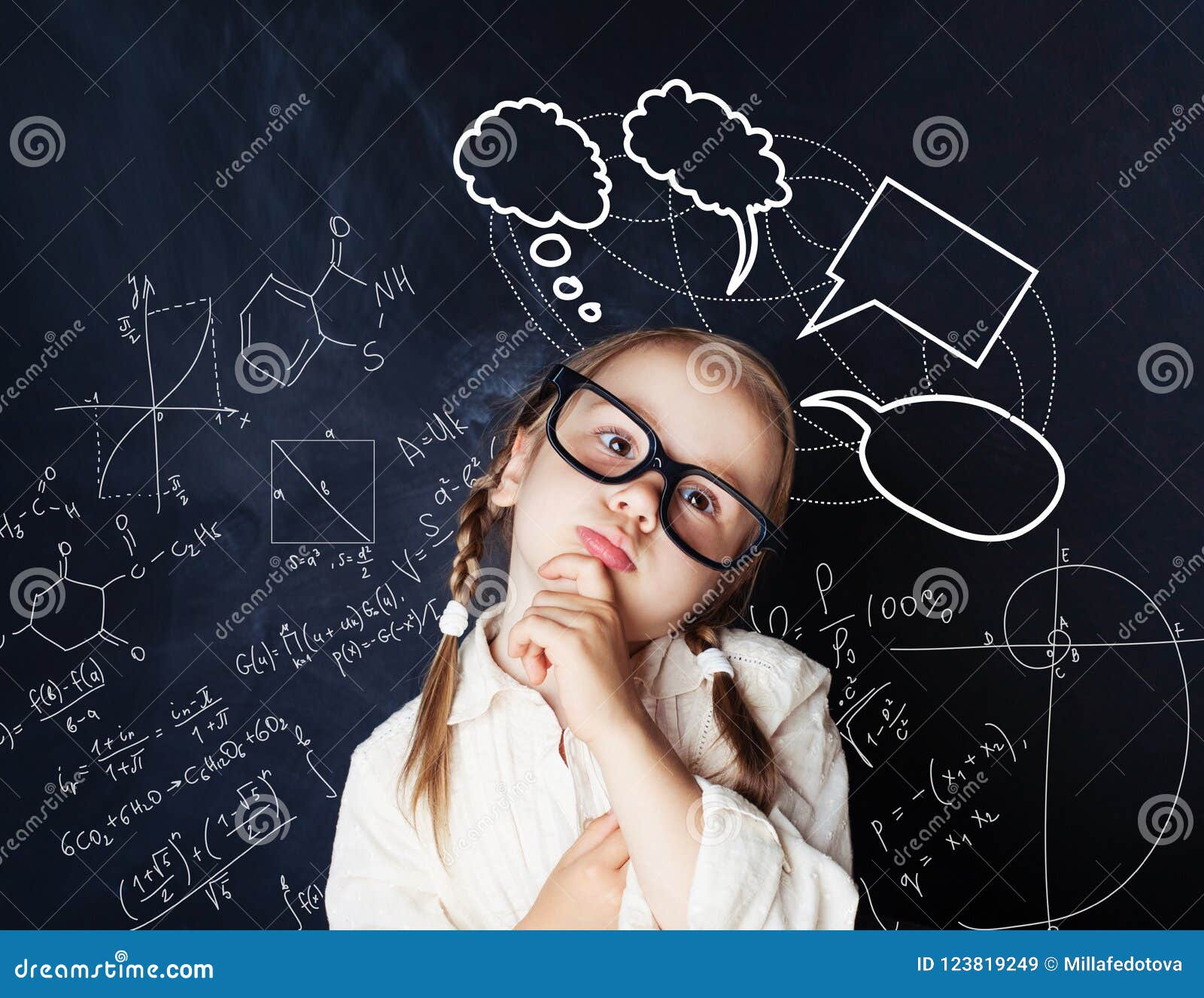 Kid Brainstorm. Child Mathematics Student Stock Image - Image of girl ...