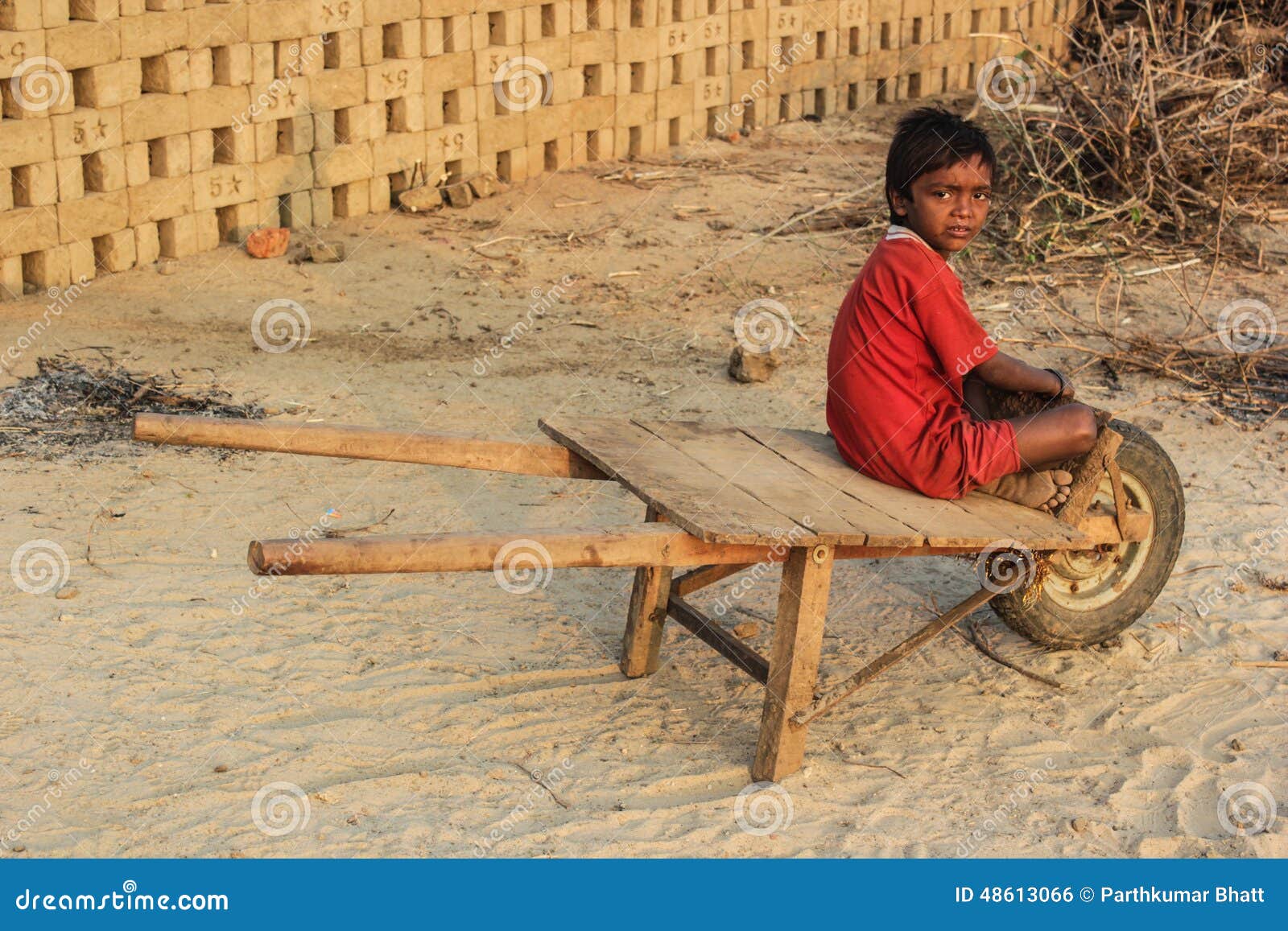 Kid at Brick Manufacturing Site. Editorial Photo - Image of expression ...