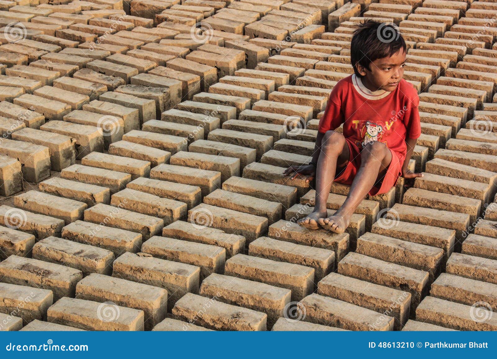 Kid at Brick Manufacturing Site. Editorial Image - Image of indian ...