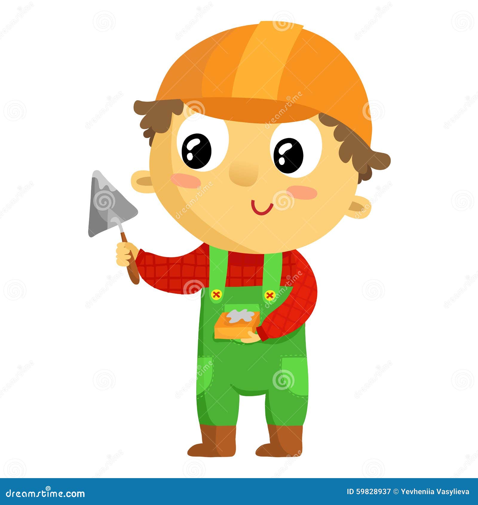 Kid Builder, Cartoon Character on White Stock Vector - Illustration of ...