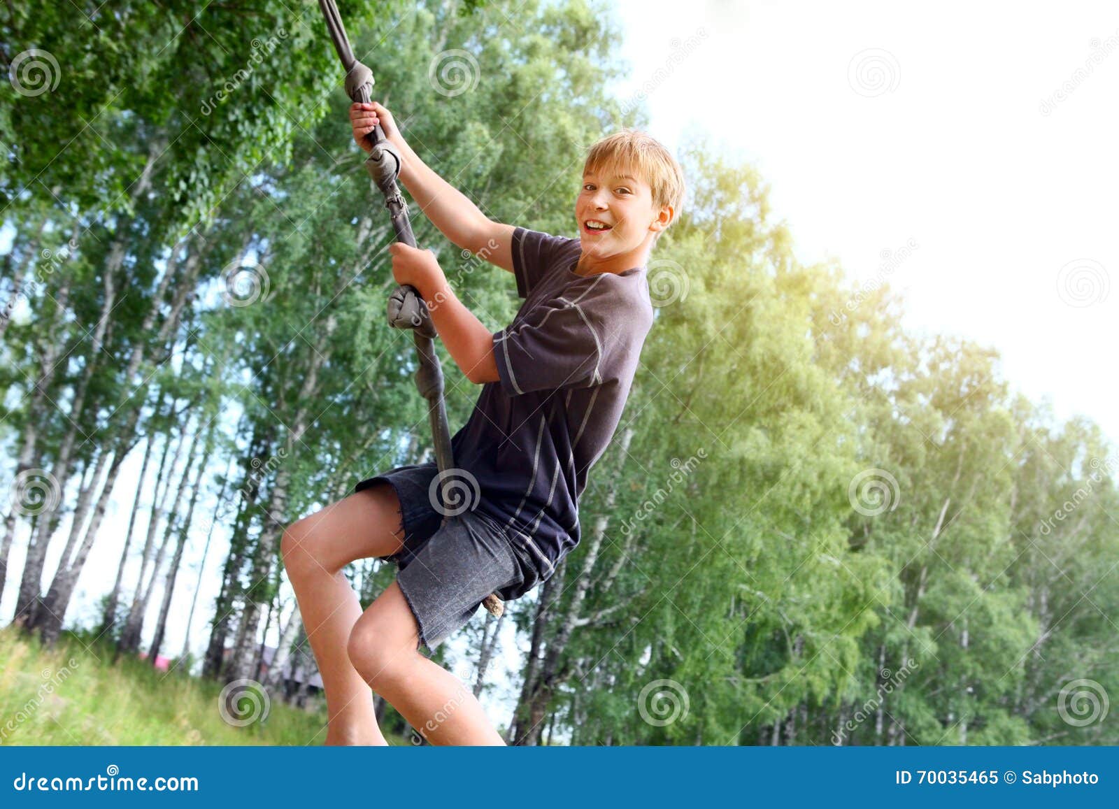 Kid Bungee Jumping stock image. Image of outdoor, nature - 70035465
