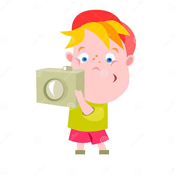 Kid with camera stock vector. Illustration of camera - 31455770