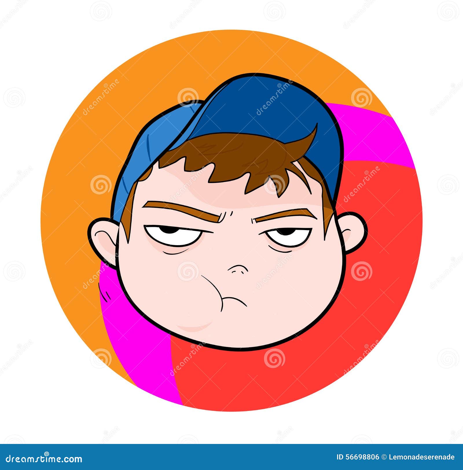 Kid with Cap, Munching. stock vector. Illustration of design - 56698806