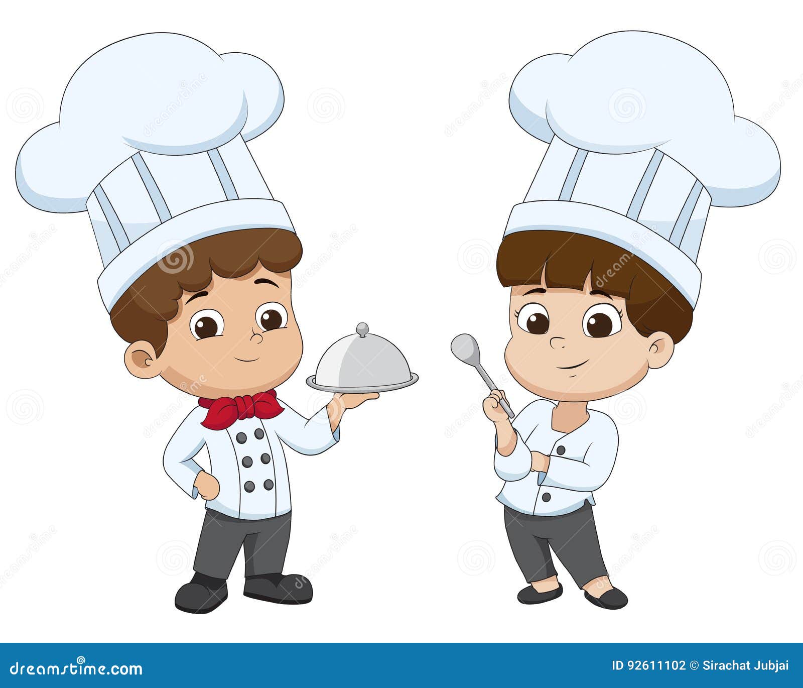 Kid Cartoon Chef are Preparing Food. Stock Vector - Illustration of ...