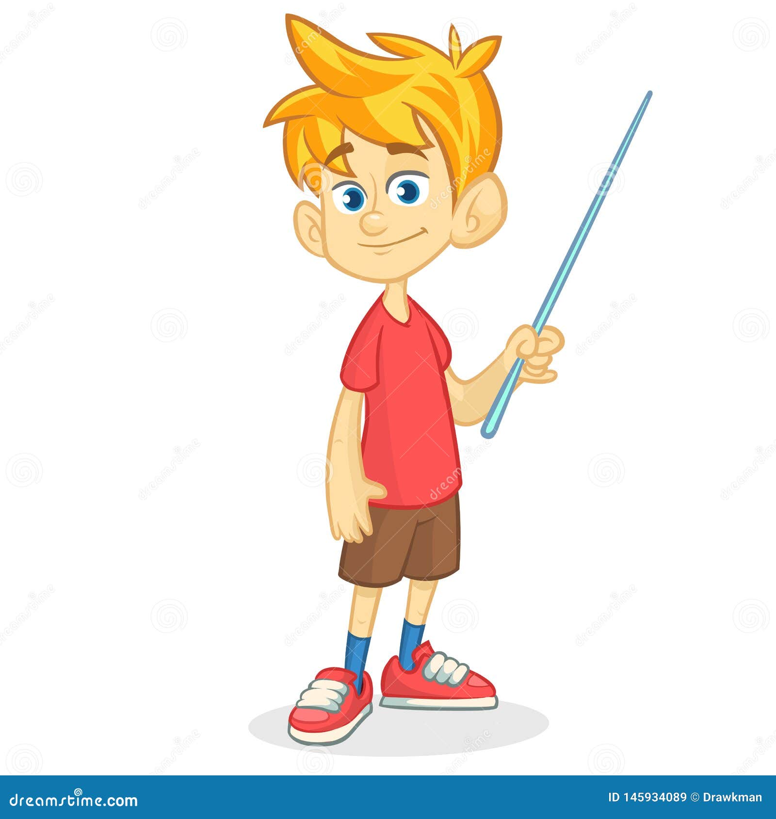 Cartoon Funny and Cute Teenager Kid with a Pointer Stock Vector ...