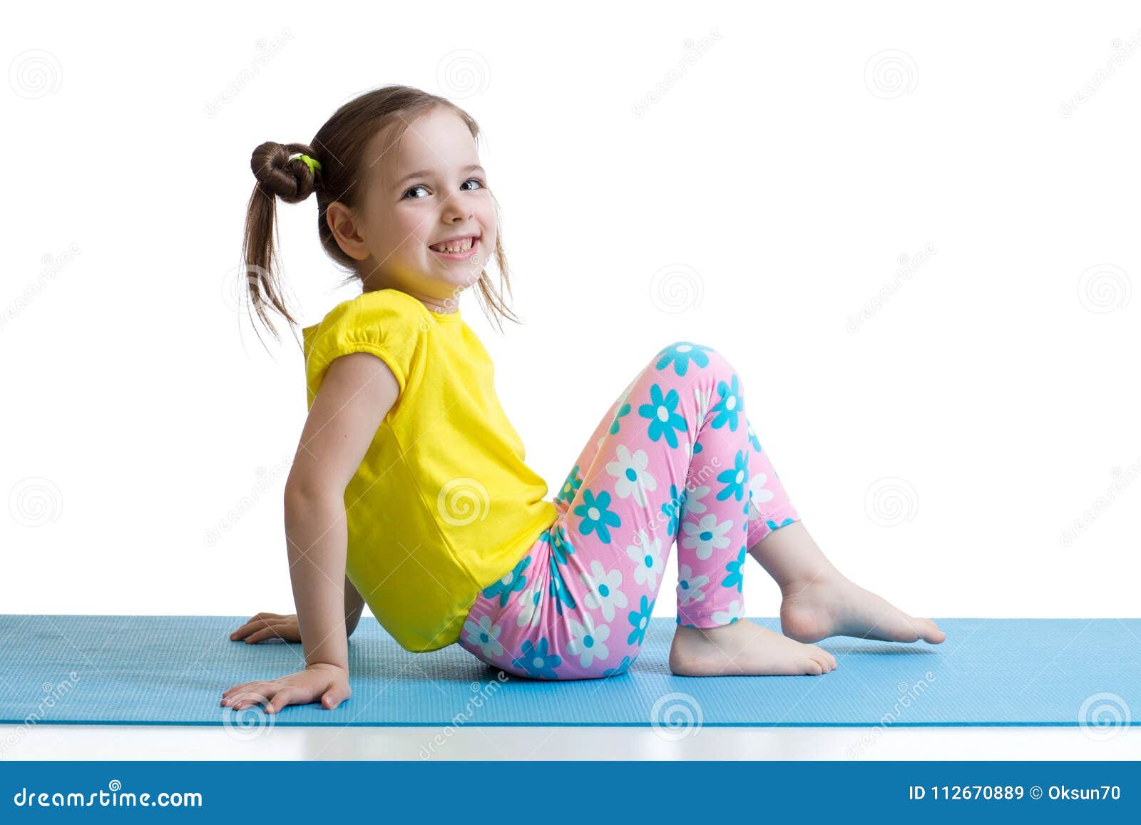 Child Doing Fitness Exercises Stock Image - Image of pose, happy: 112670889