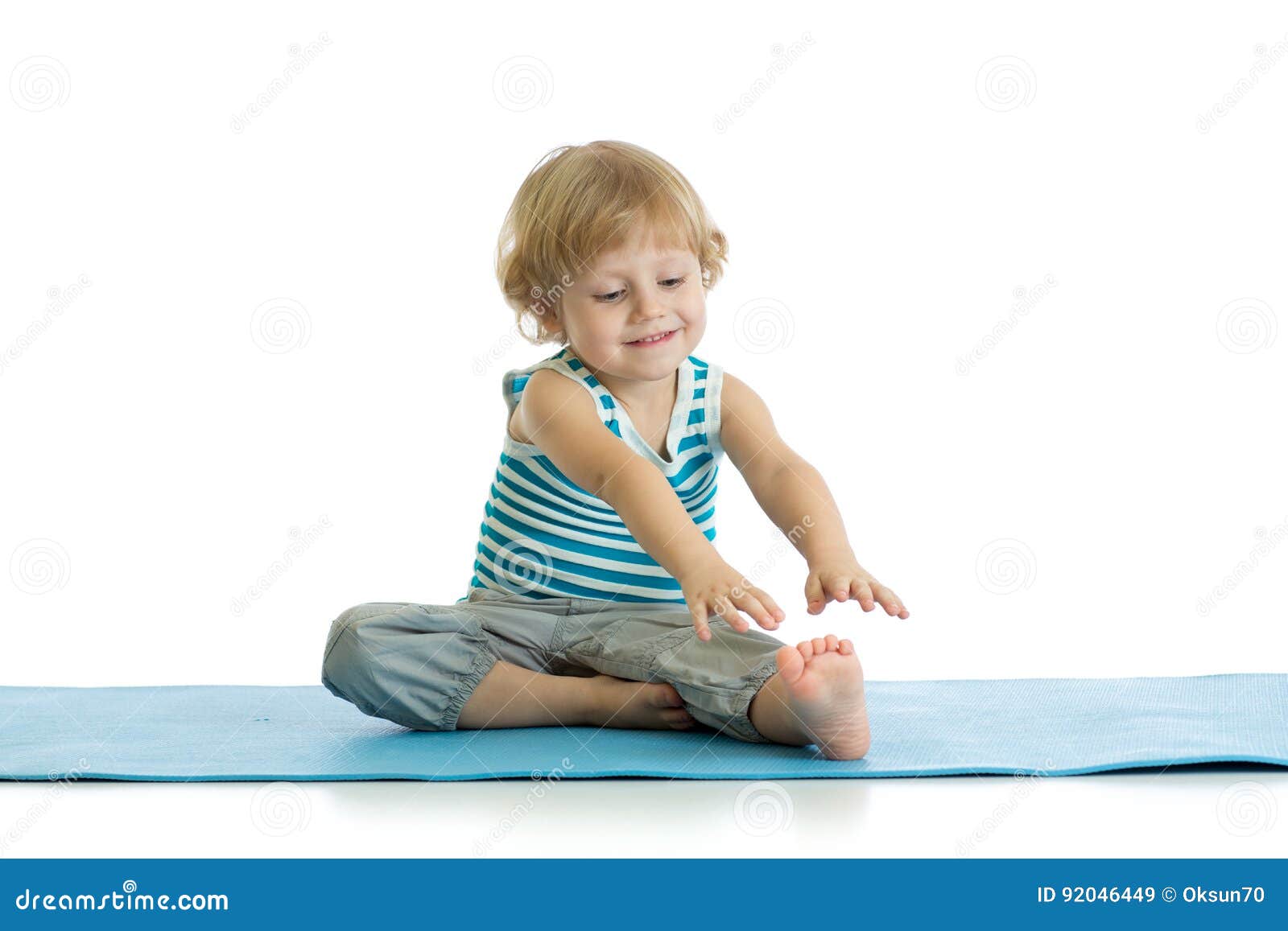 Kid Child Doing a Set of Exercises for Stretching. Stock Image - Image ...