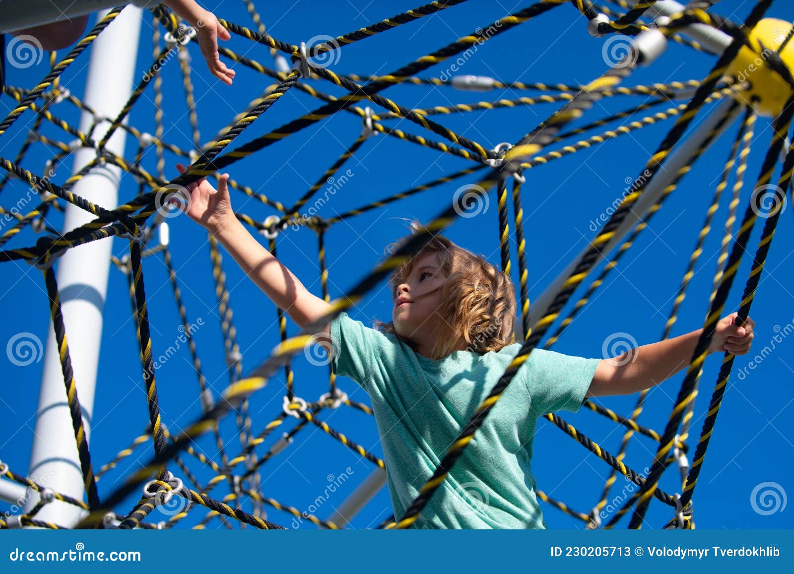 Kid Climbing on the Net. Kids Sport. Stock Image - Image of cute ...