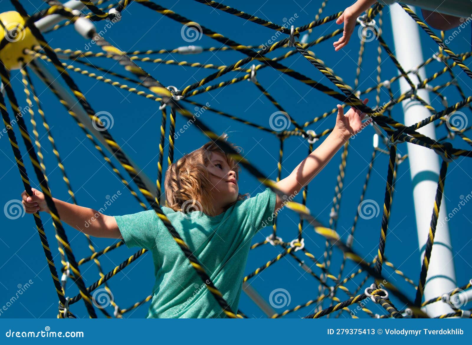 Kid Climbing on the Net. Kids Sport. Stock Image - Image of childhood ...