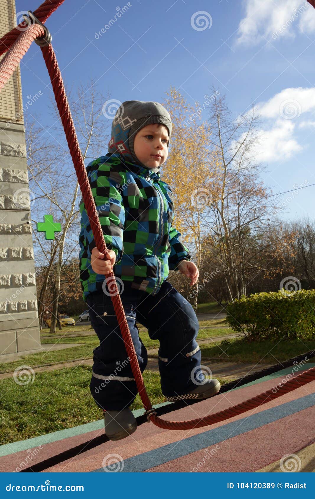 Kid on climbing net stock image. Image of grow, casual - 104120389