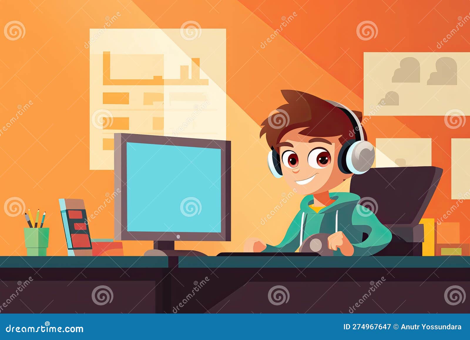 Kid Coding Banner Educational Poster with Copy Space. Stock ...