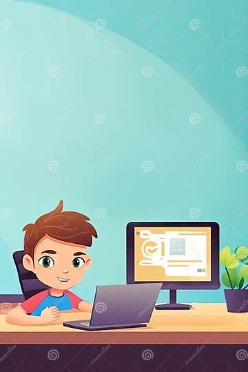 Kid Coding Banner Educational Poster with Copy Space. Stock ...